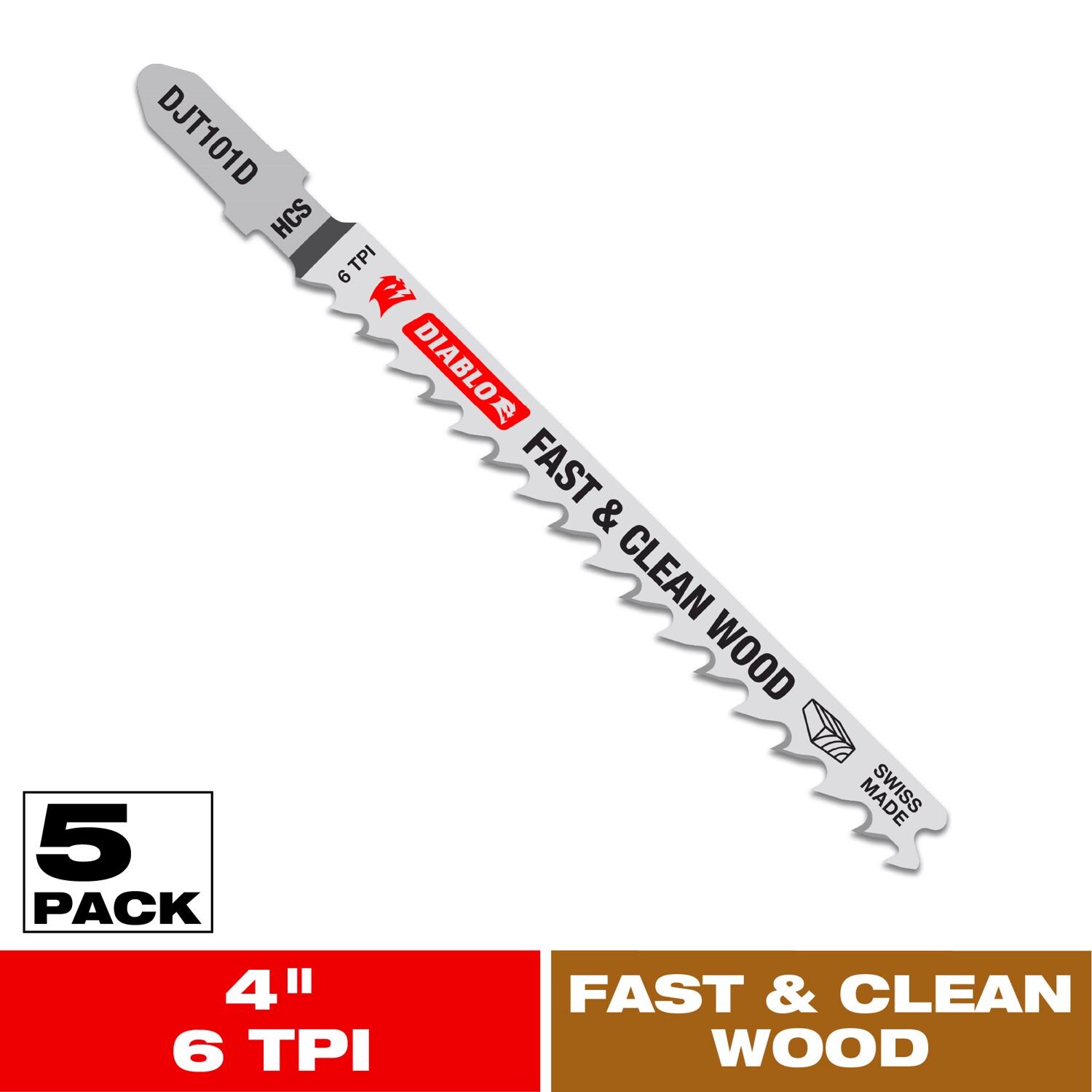 Diablo 4 Inch High Carbon Steel T Shank Fast and Clean Wood Jig Saw ...