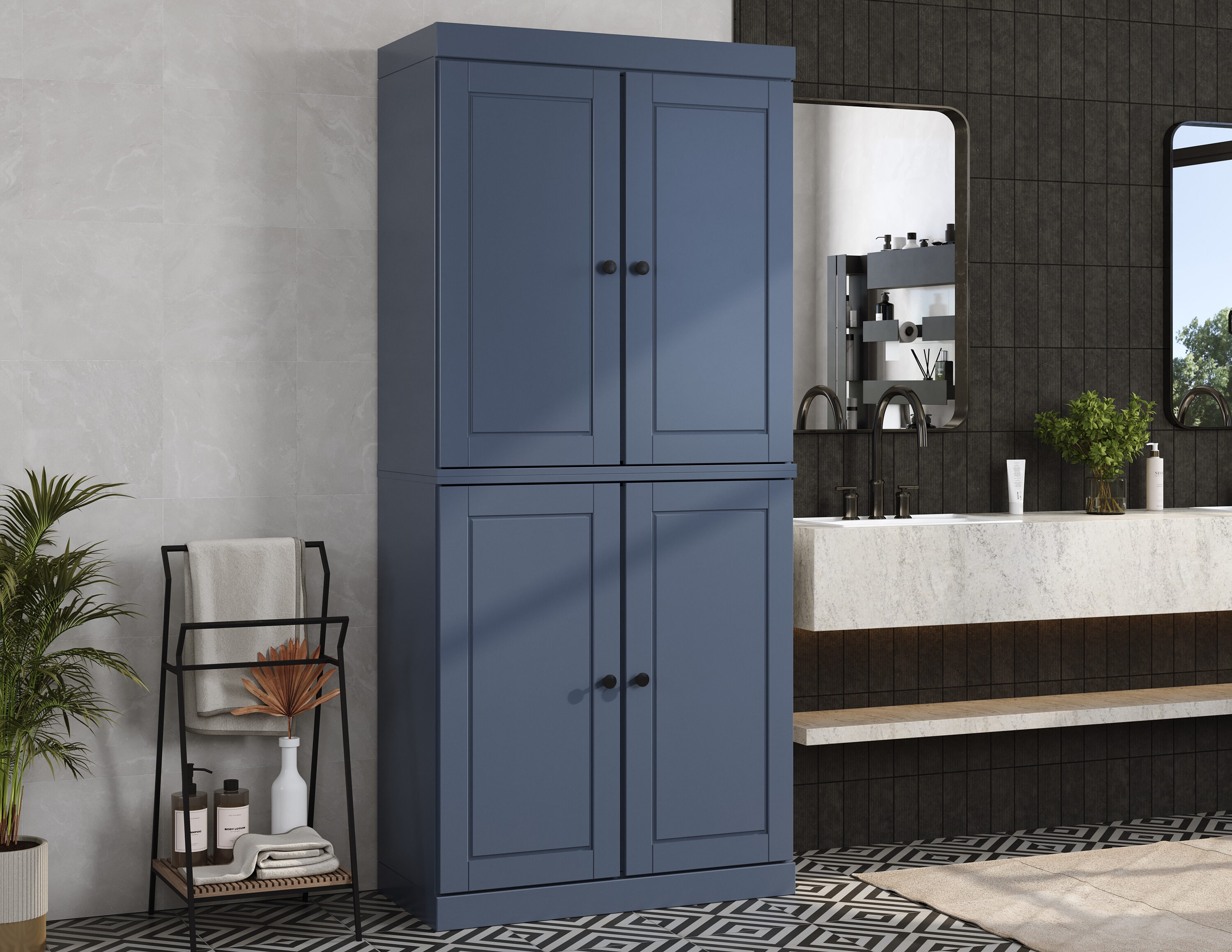 Palace Imports 32-in W Solid Wood Tall Modular Raised Panel Bathroom ...