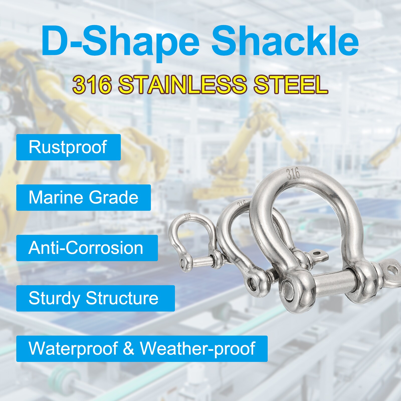 PATIKIL Screw Pin Shackle 3.9mm 1/8 Inch 220lb 2pcs 316 Stainless Steel ...