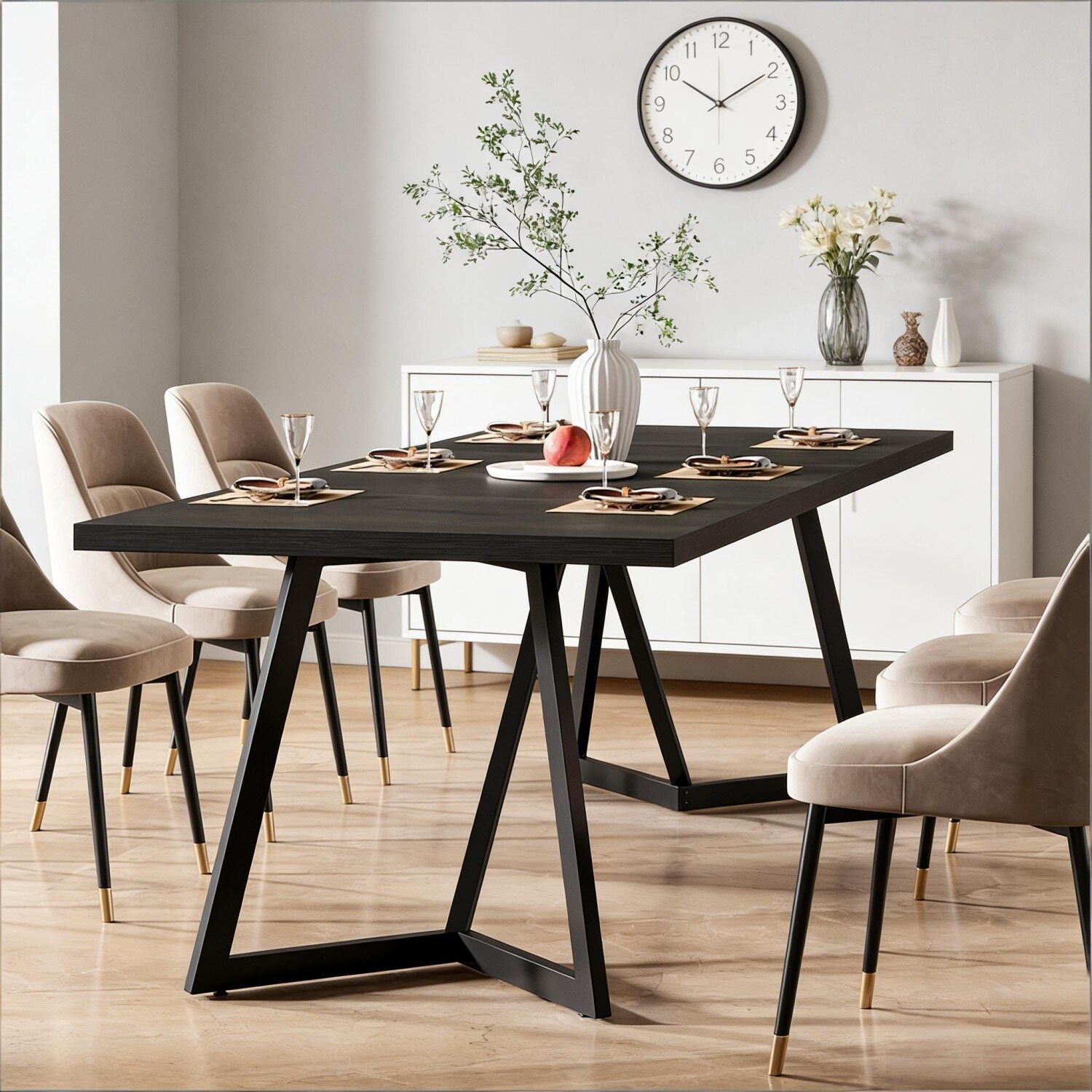 GlasFlength 71-in Contemporary Dining Table Rectangular Kitchen Table ...