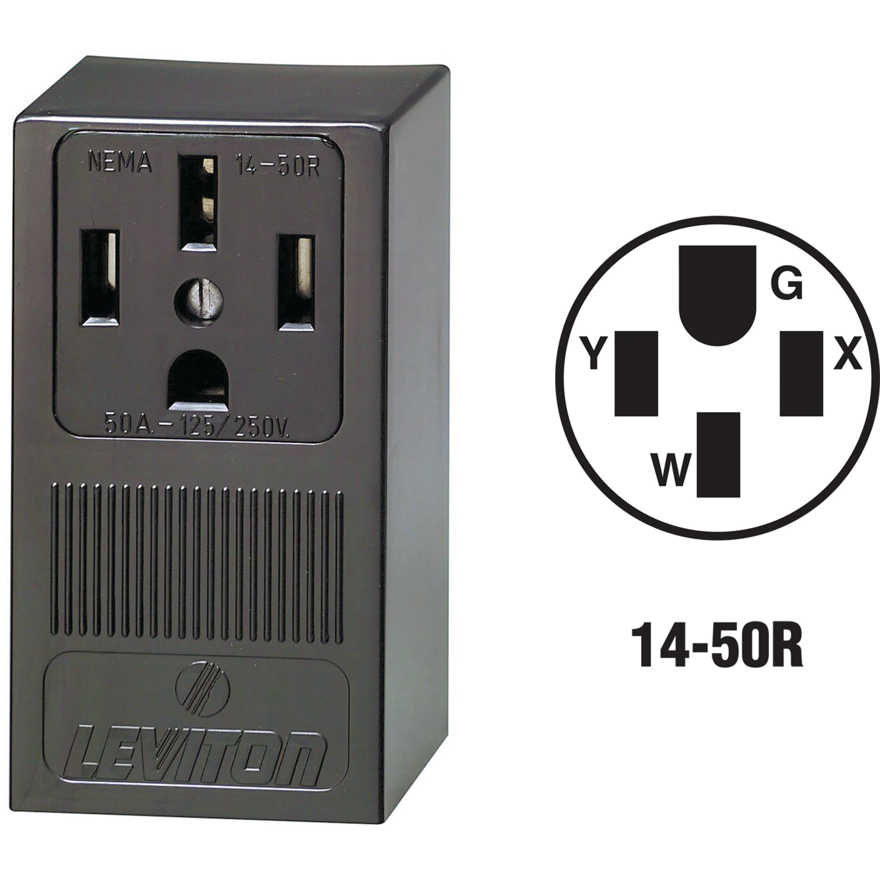 Leviton 55050 50 Amp NEMA 14-50R Industrial Grade Receptacle - 125/250 ...