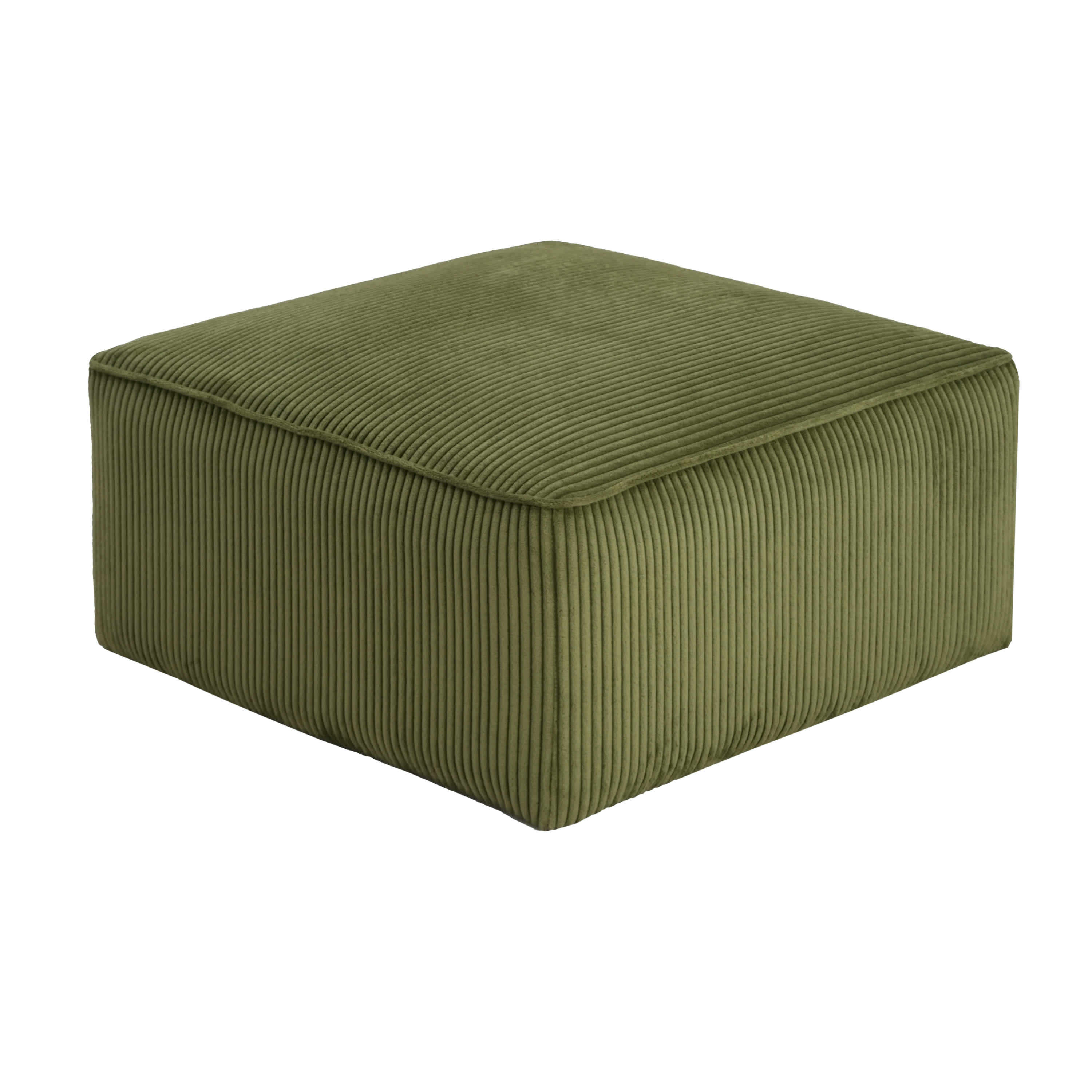 Vynxaria Modern Corduroy Square Ottoman with Dense Foam Padding and ...