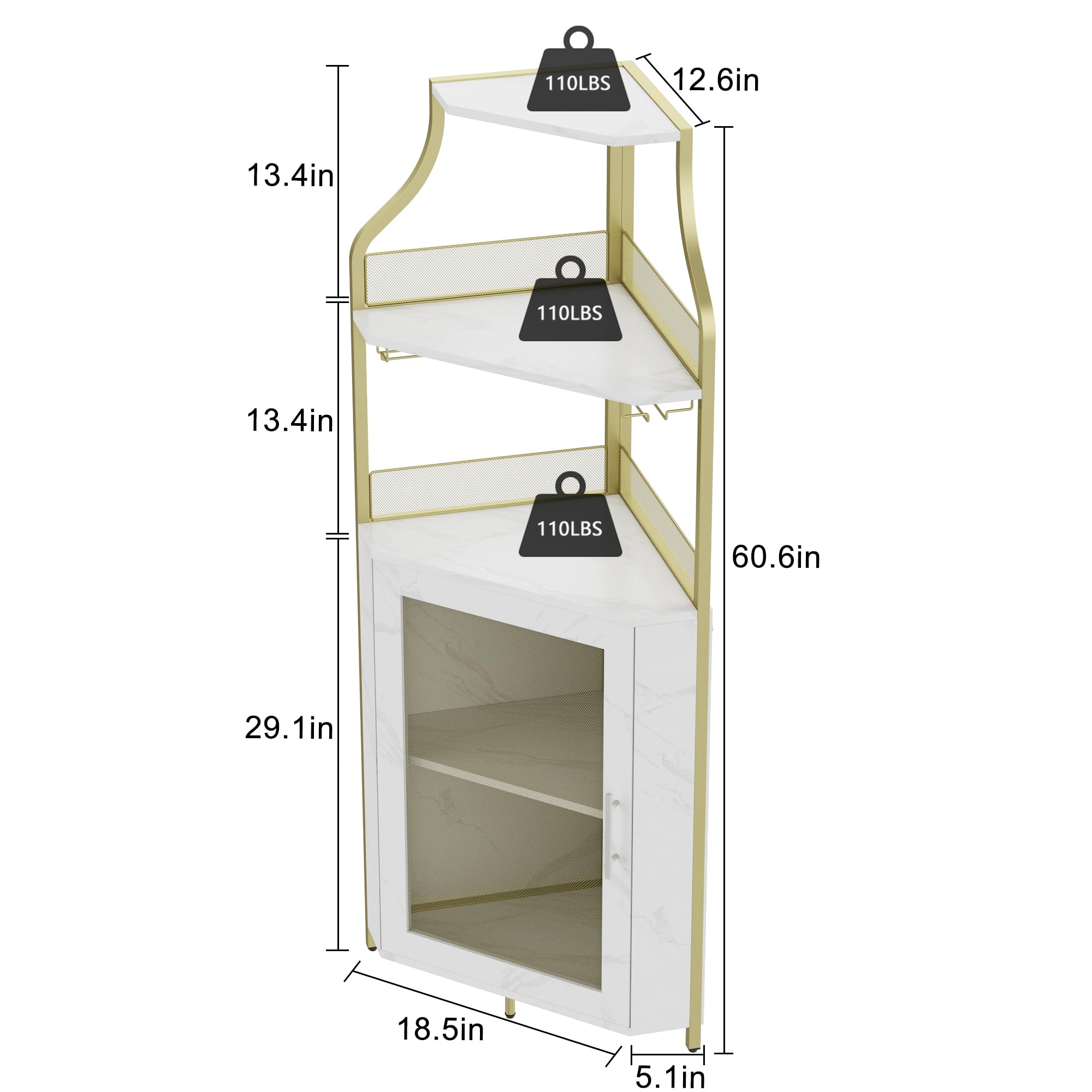 Garvee Corner Bar Cabinet 5 Tier Industrial Corner Wine Cabinet with ...