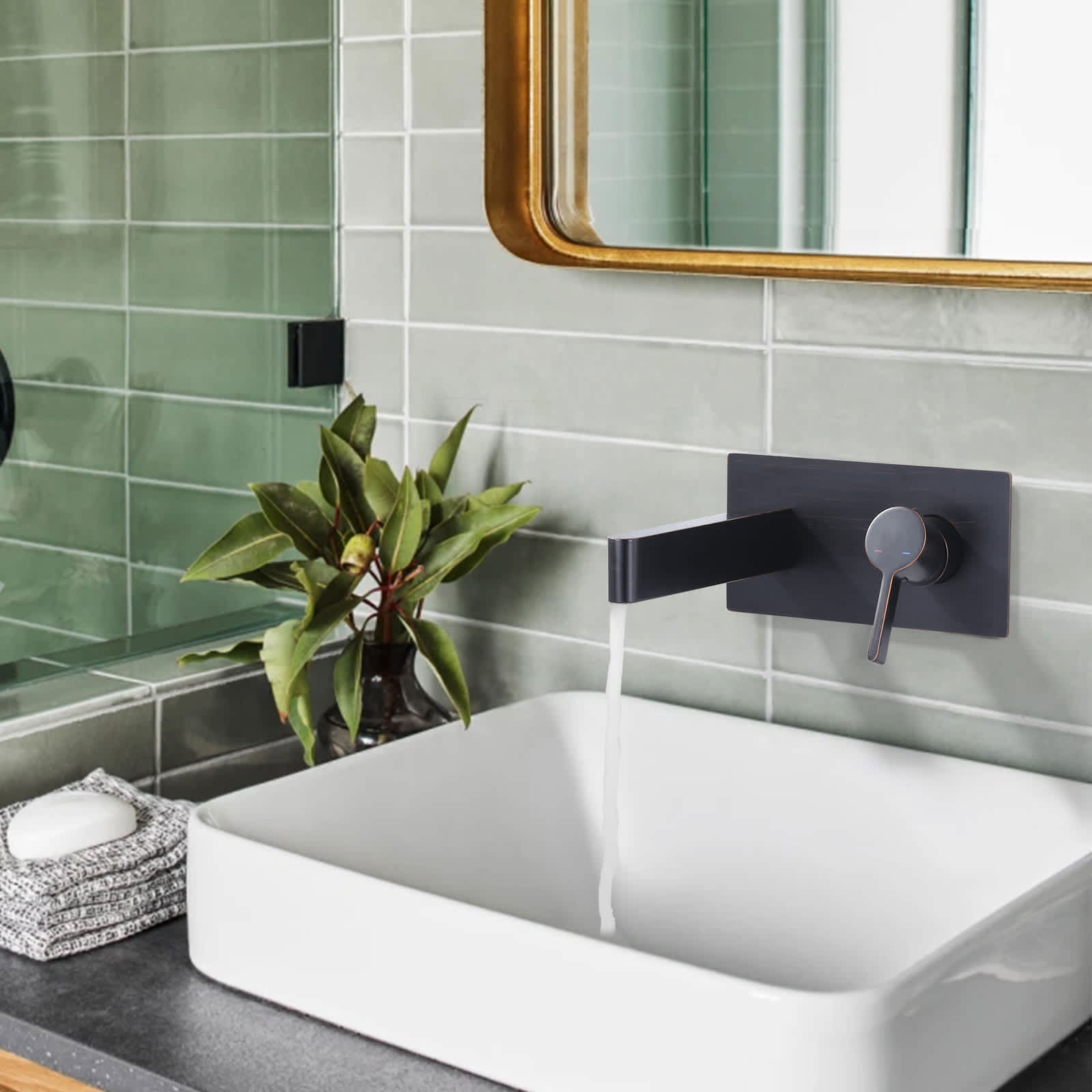 ALEASHA Single Handle 2-Hole Wall Mounted Bathroom Sink Faucet with ...