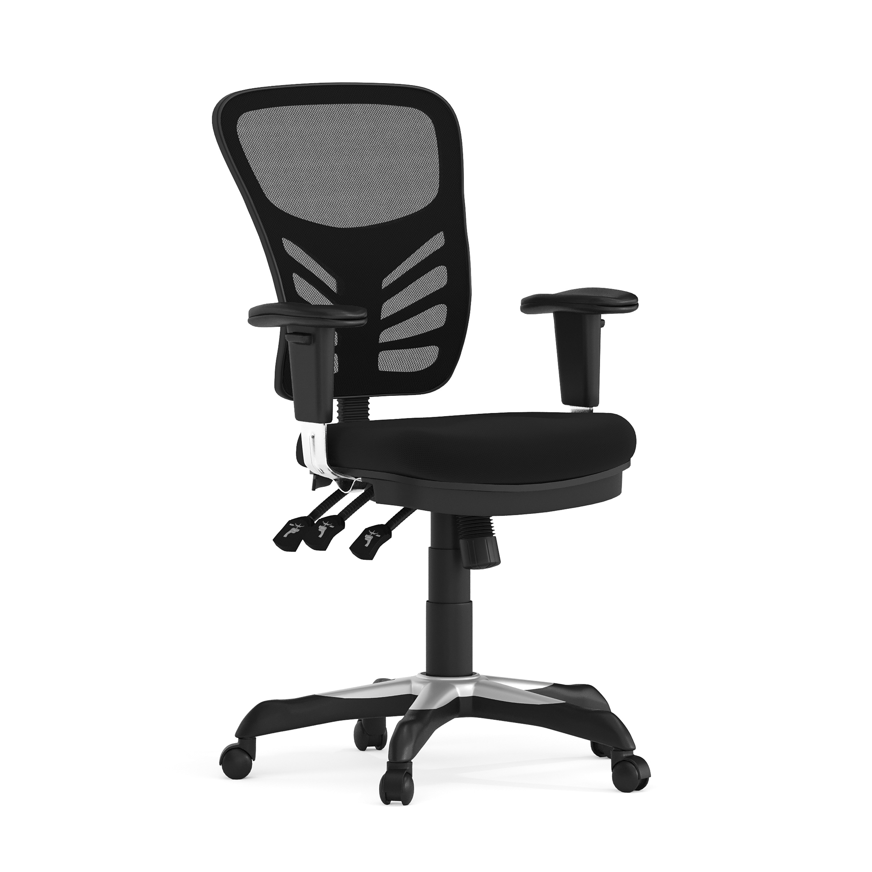 Emma + Oliver Mid-Back Black Mesh Multifunction Ergonomic Office Chair ...