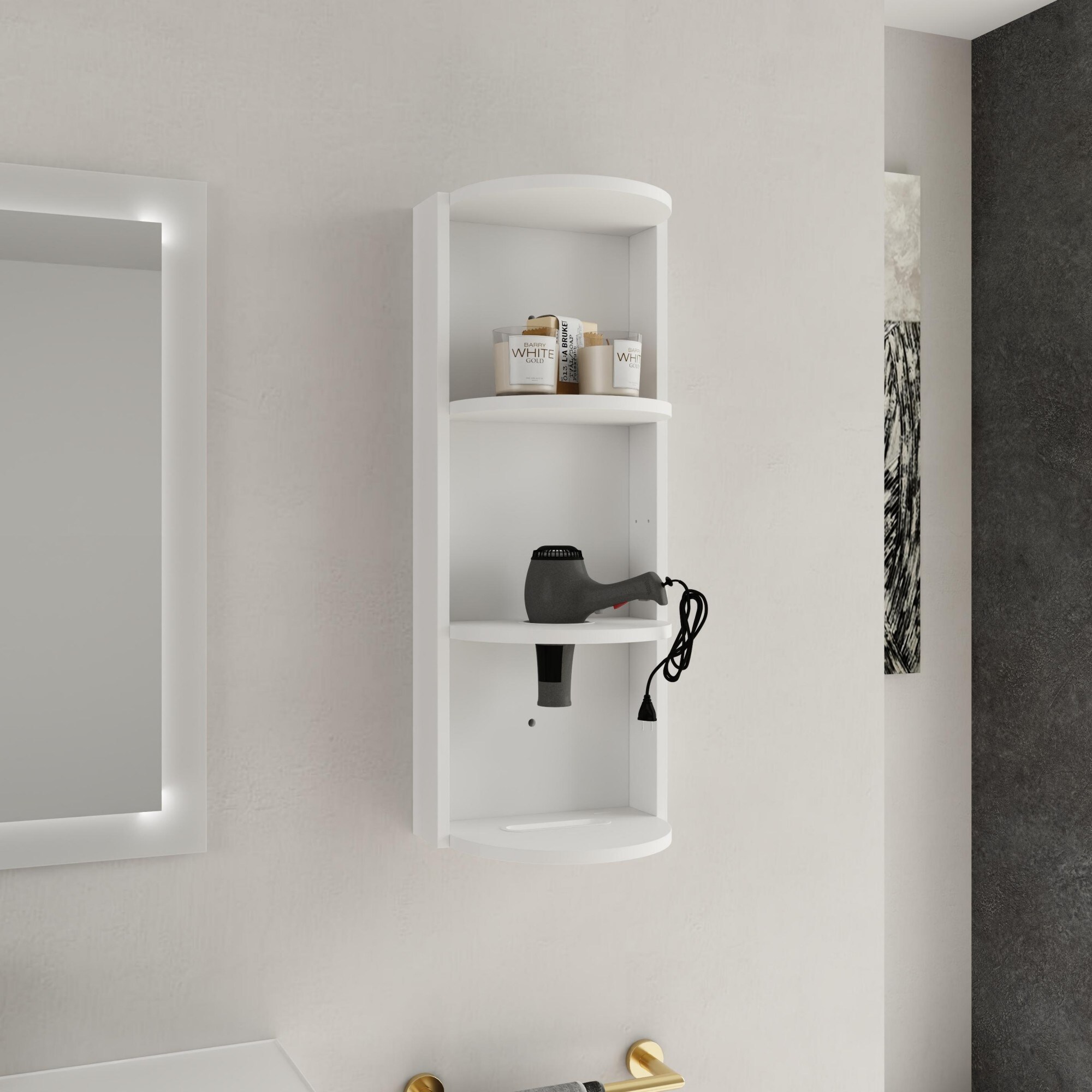 LUCKY ONE 12-in Glossy White Floating Bathroom Vanity with Adjustable ...