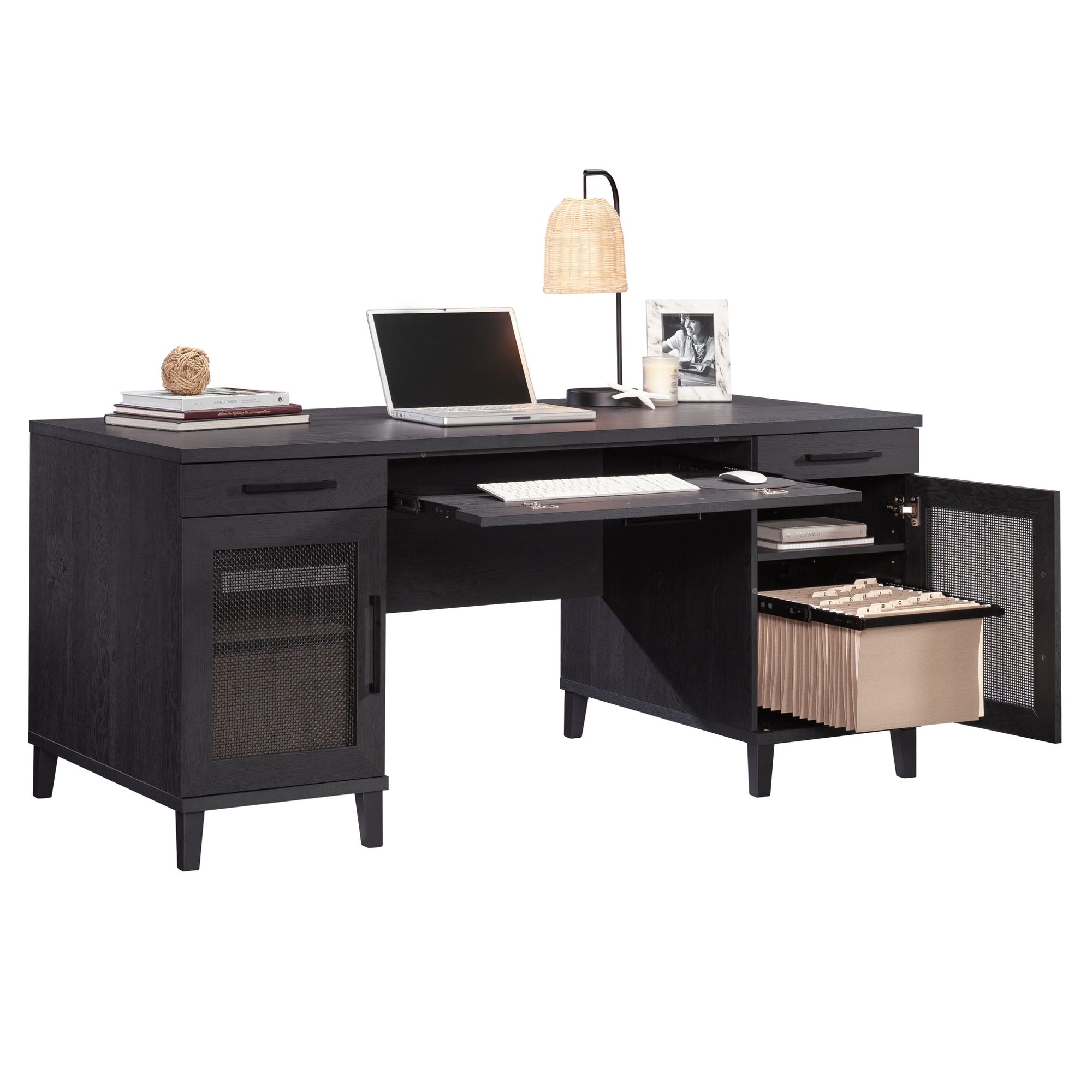 Sauder Tiffin Line Commercial Office Executive Desk Raven Oak finish in ...