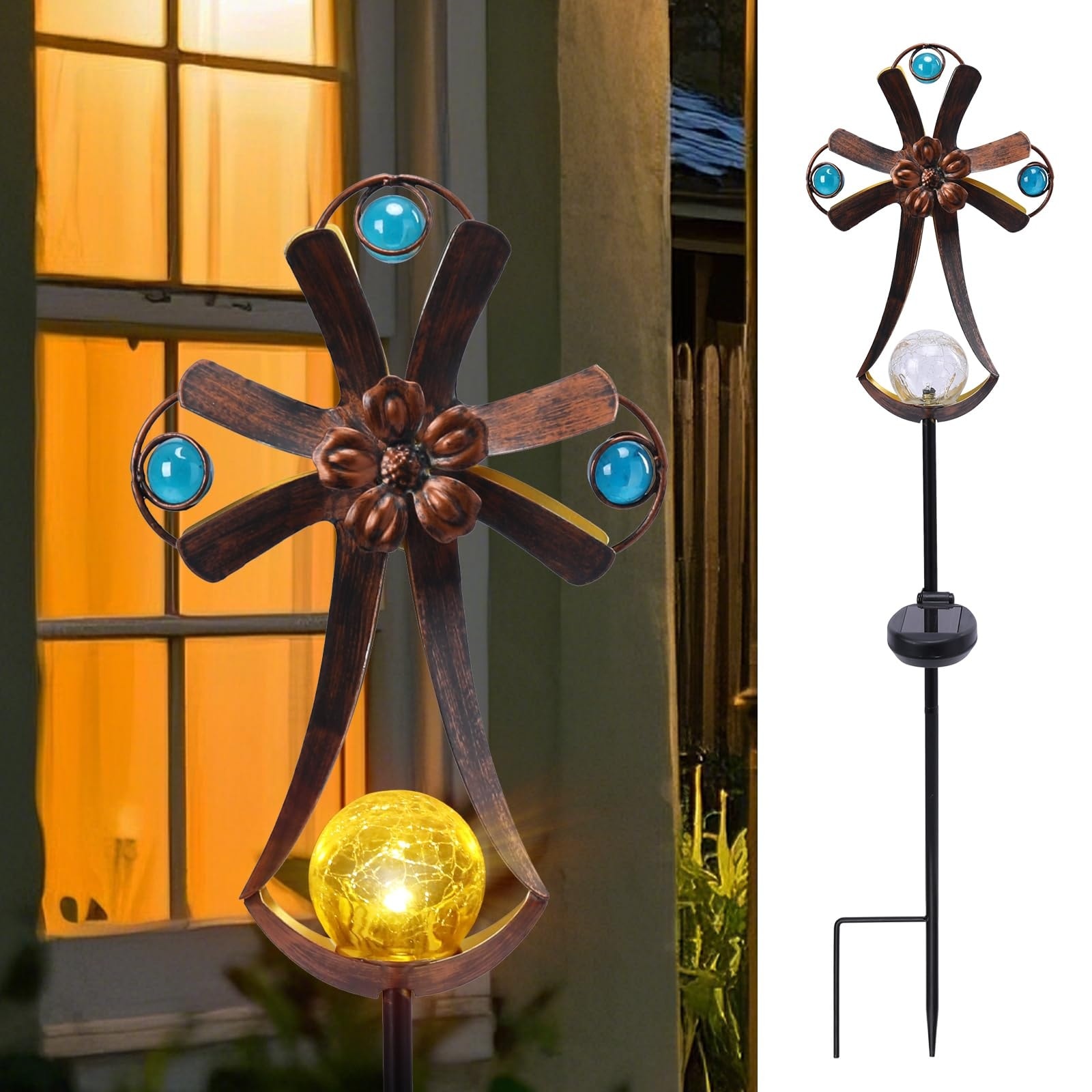 AOIZGMY Solar Garden Lights Metal Flower Decor Colorful Pathway Light ...