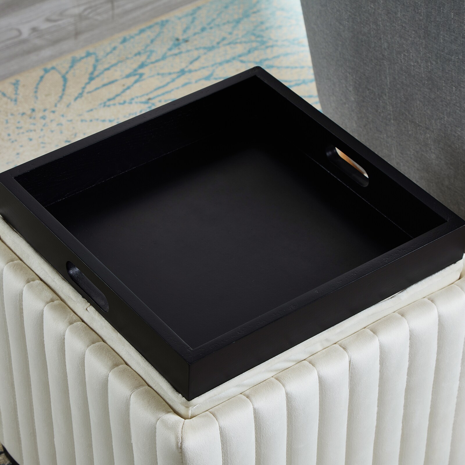 IdealHouse 18 Inch Wide Contemporary Square Cube Storage Ottoman Bench ...