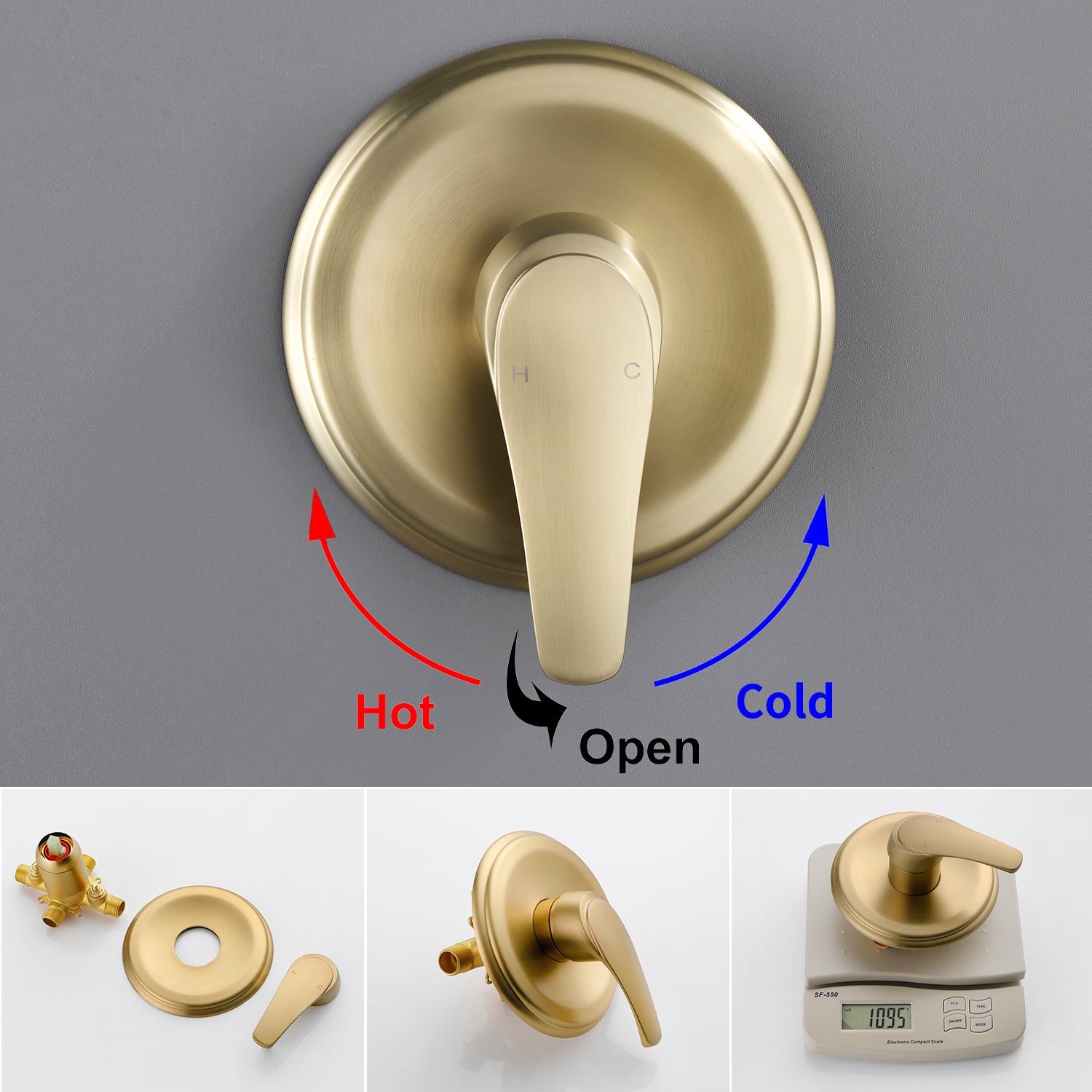 Boyel Living Brushed Gold 5 Function Dual Shower Head with Pressure ...