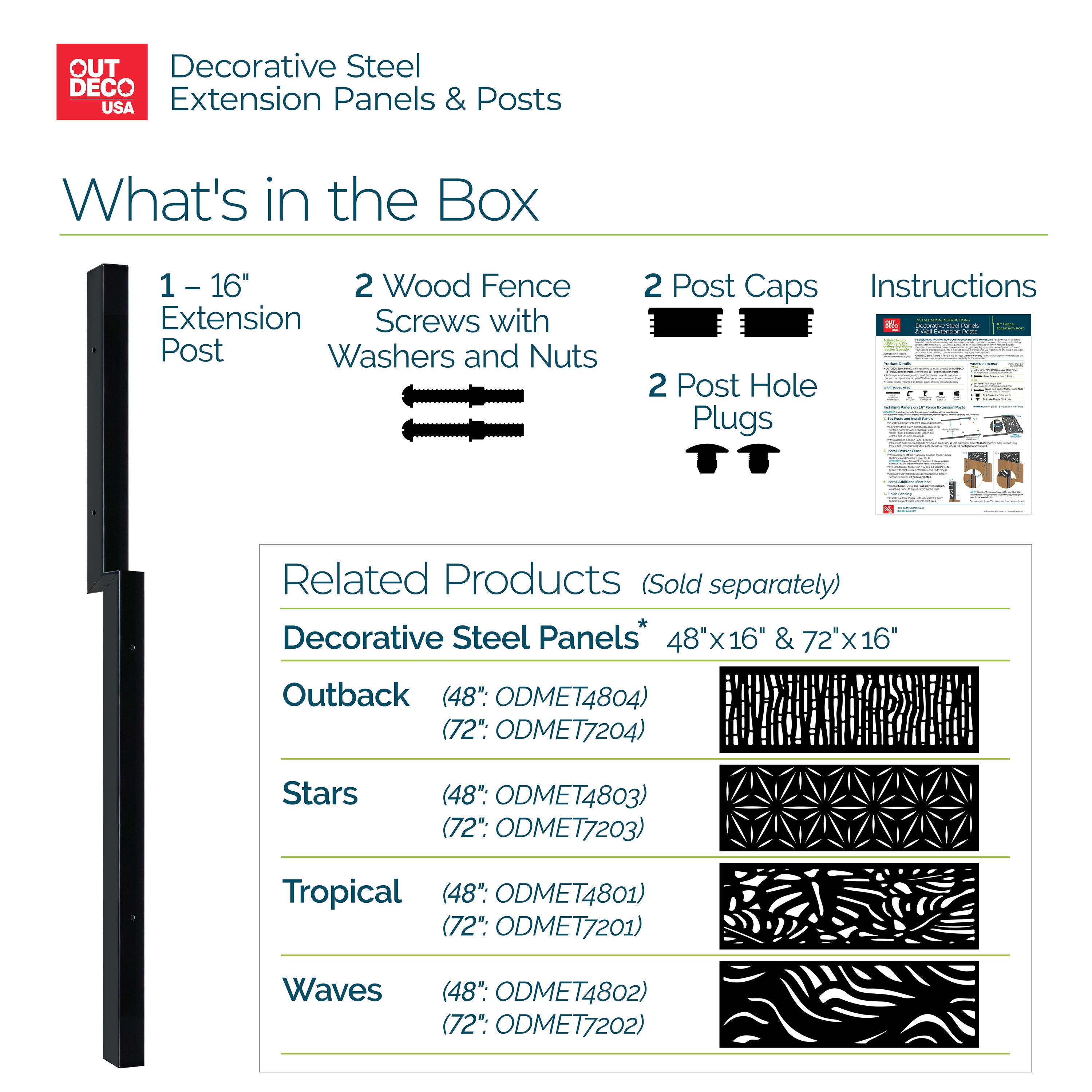 OUTDECO Fence Extension Leg 2-in W Black Powder-Coated Galvanized Steel ...