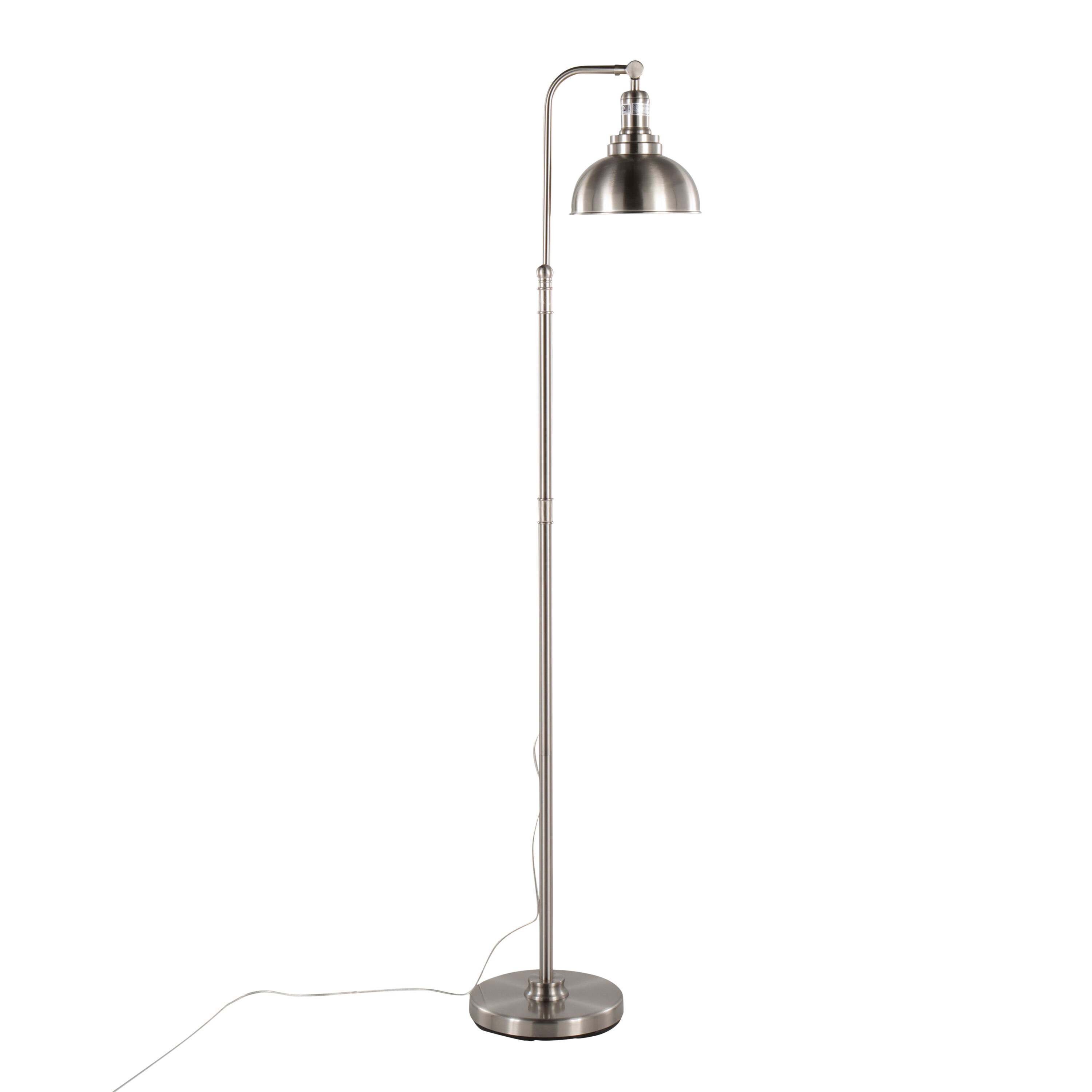 LUXEYARD Emery Industrial Floor Lamp Brushed Nickel Metal Frame ...