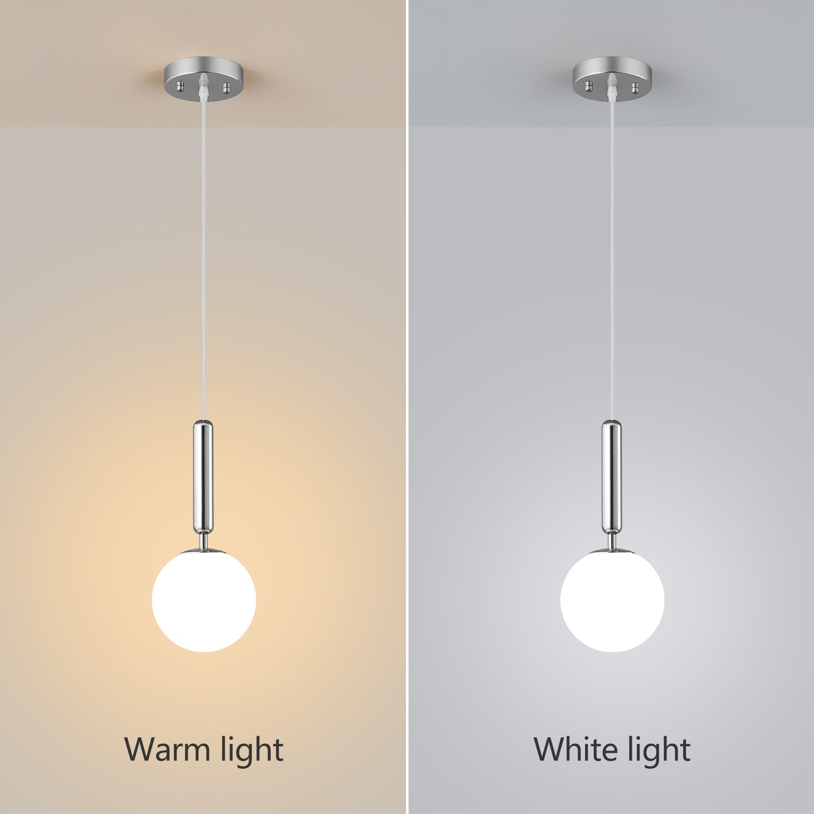 ZHLLMQ Mid Century Milky Glass Globe Pendant Light Hanging Light for ...
