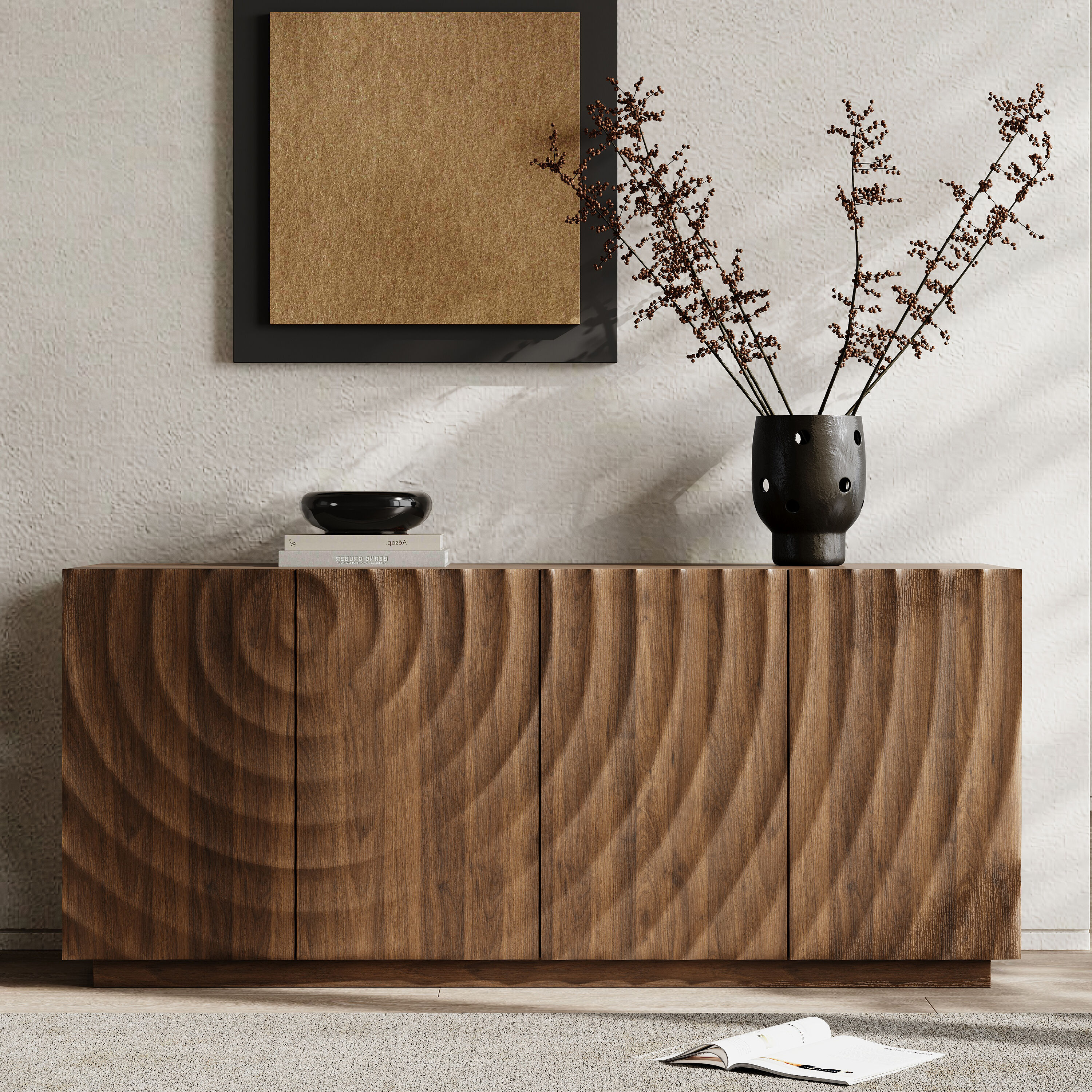 Walnut 4 -Door 59-in Wood File Cabinet Filing Cabinet Office Storage ...