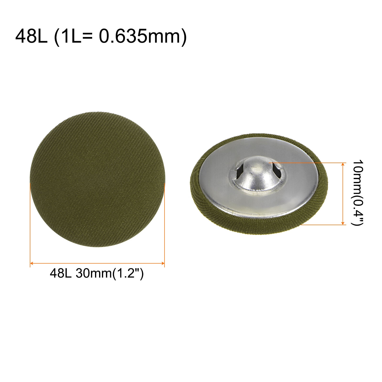 Harfington 10pcs 48L Fabric Cloth Covered Button 30mm Metal Shank Round ...