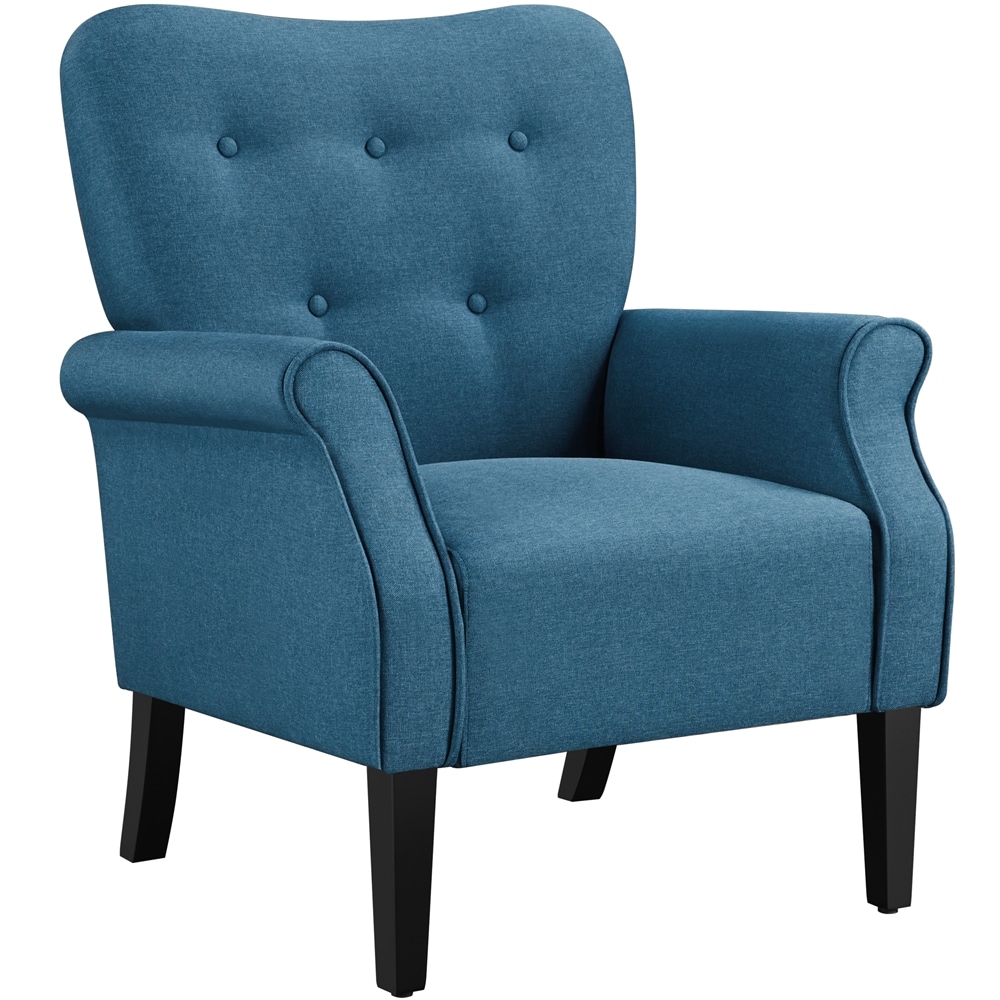 Yaheetech Navy Blue Mid-century Upholstered Accent Chair for Living ...