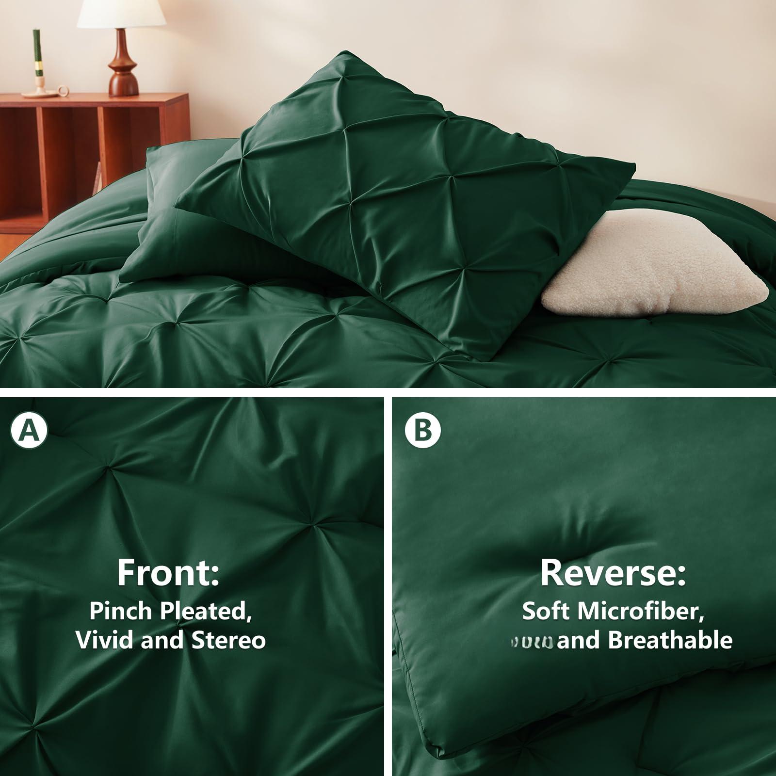 OMOMMD King Pinch Pleat Bed in a Bag Comforter Set with Sheets ...