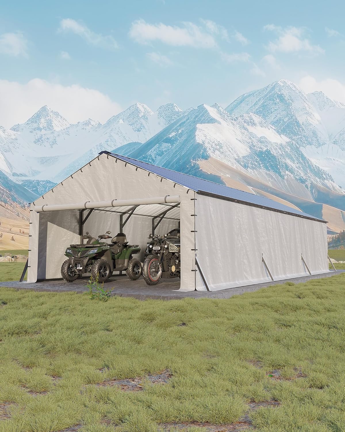 IdealHouse 20X30x12 FT Metal Carport for Multiple Vehicles Enclosed ...