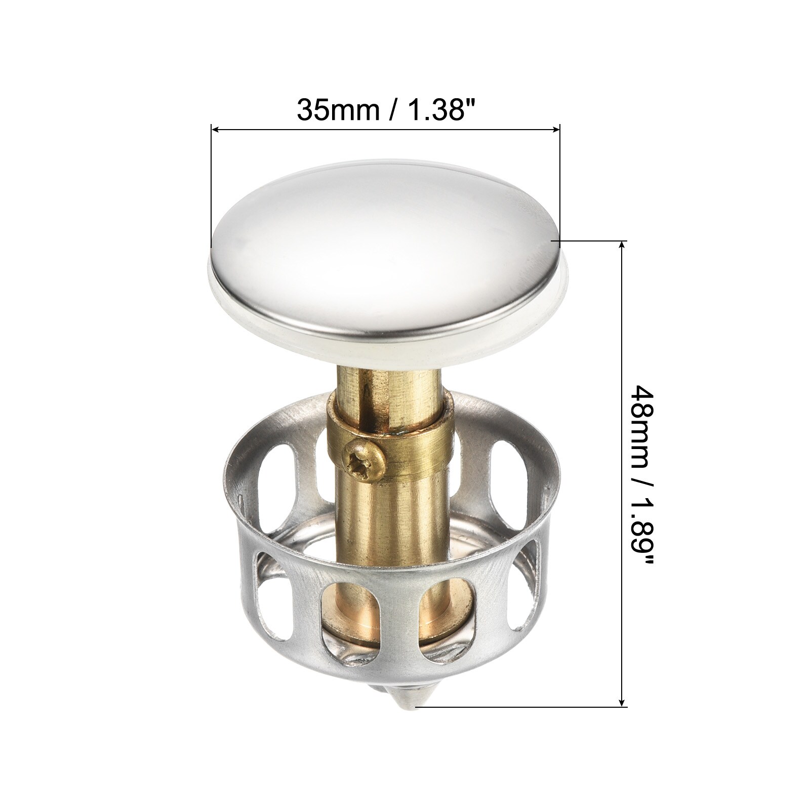 Unique Bargains Washbasin Bounce Drain Filter Stainless Steel Push Core ...