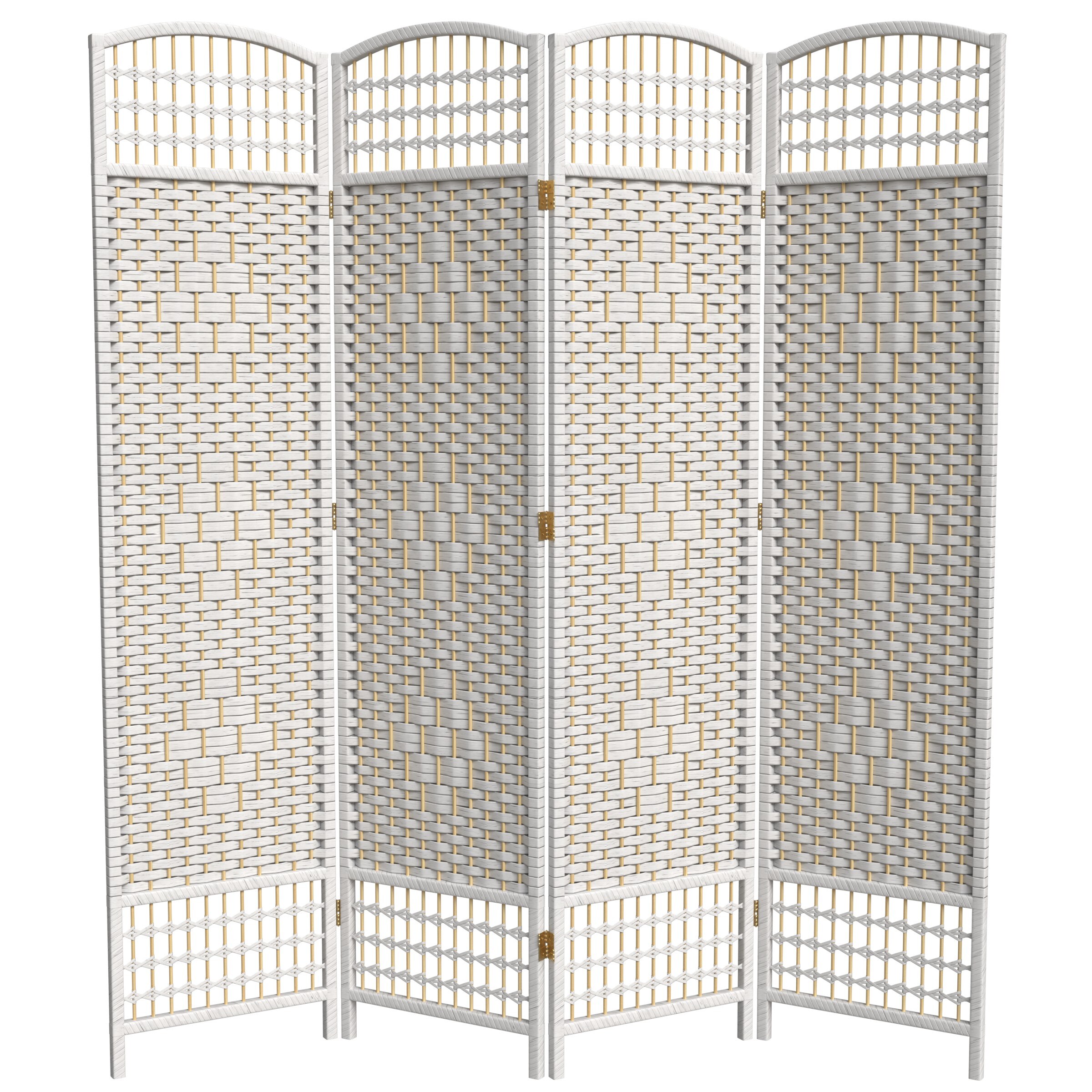 Oriental Furniture 4-Panel White Wood Folding Transitional Style Room ...