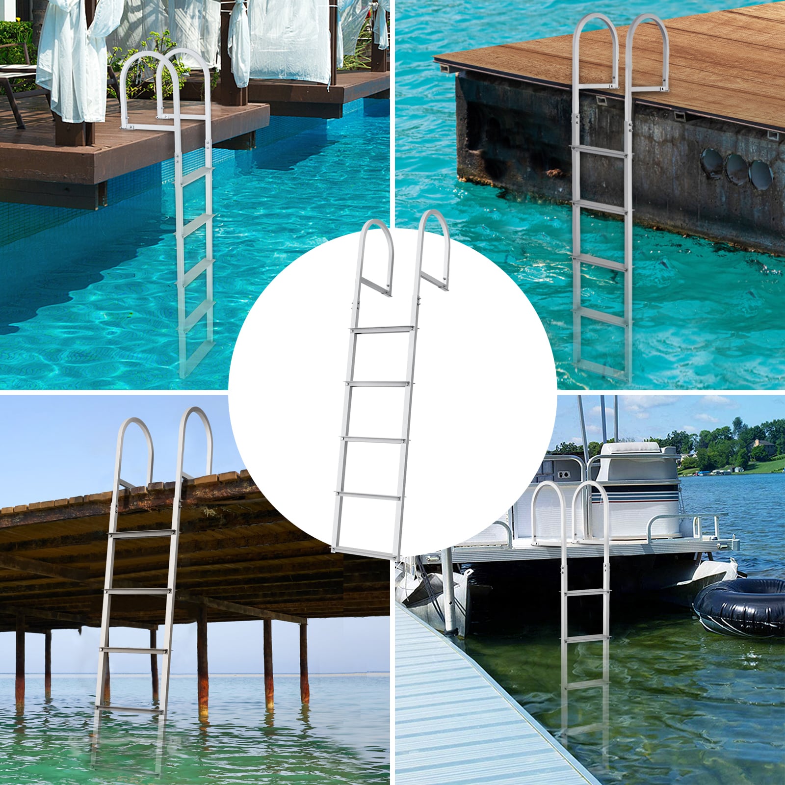 Mecale Removable Dock Ladder 5 Step 500 lb 3.1 in Rubber Mat Step ...
