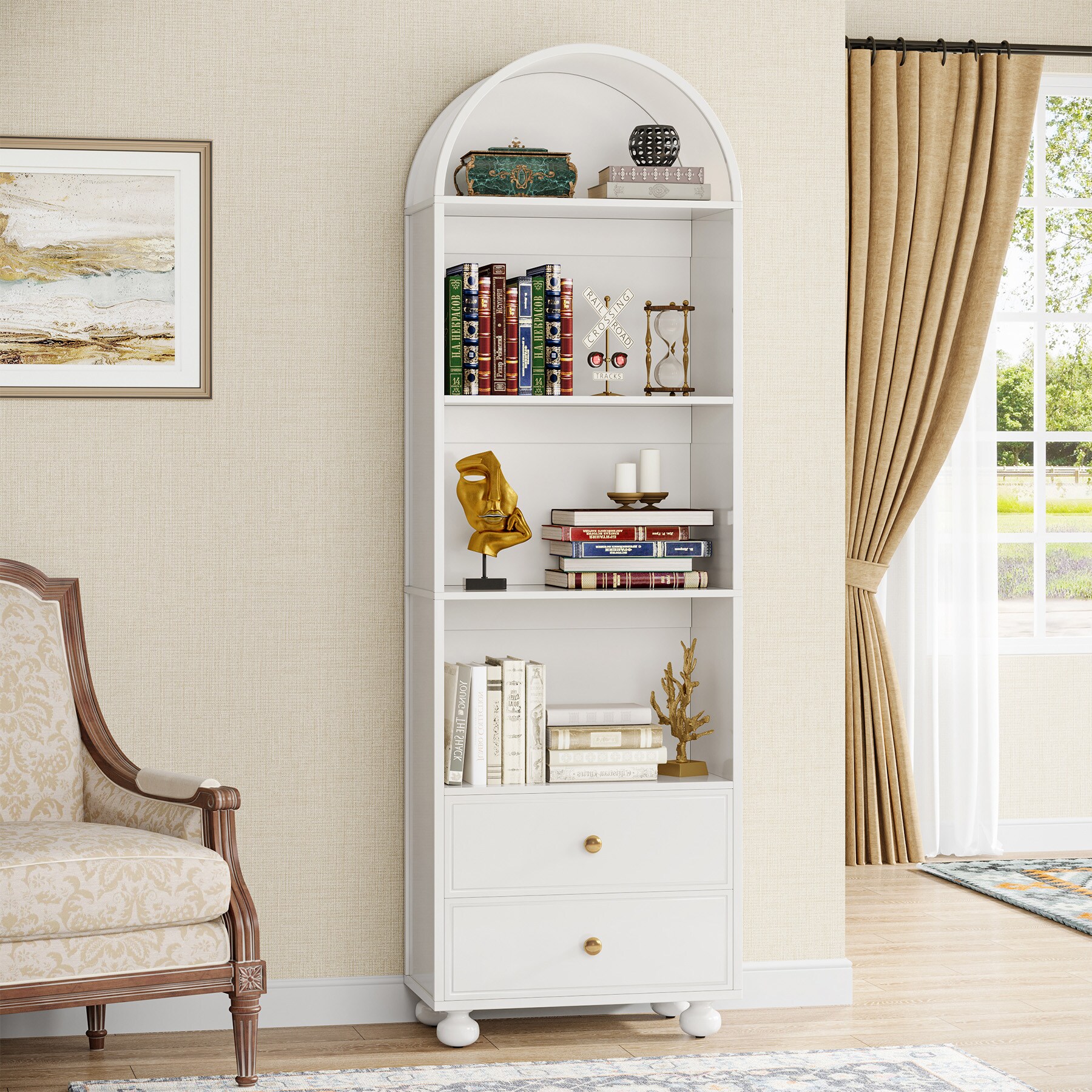 Tribesigns White Mdf 4-Shelf Bookcase (23.62-in W x 75.2-in H x 11.81 ...