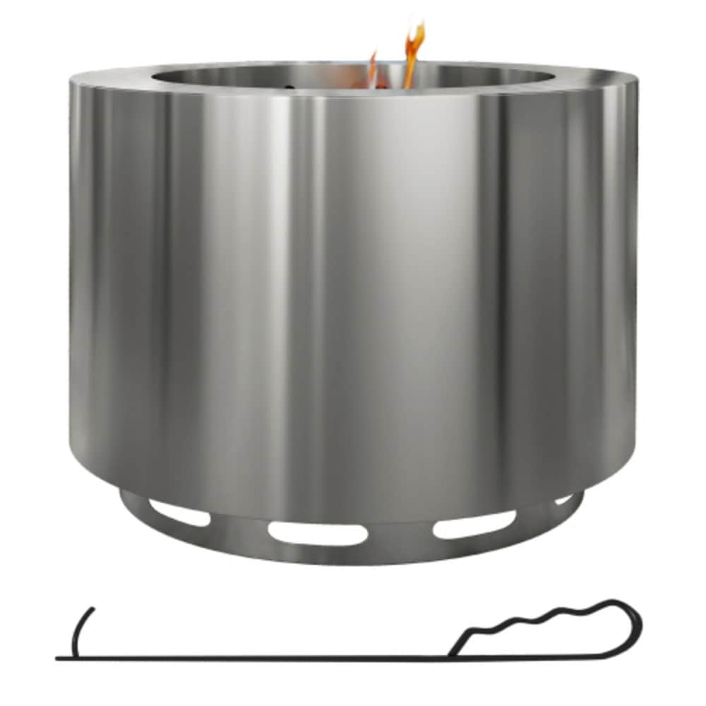 Poly furniture 19-in W Stainless steel Round Portable Wood-Burning Fire ...