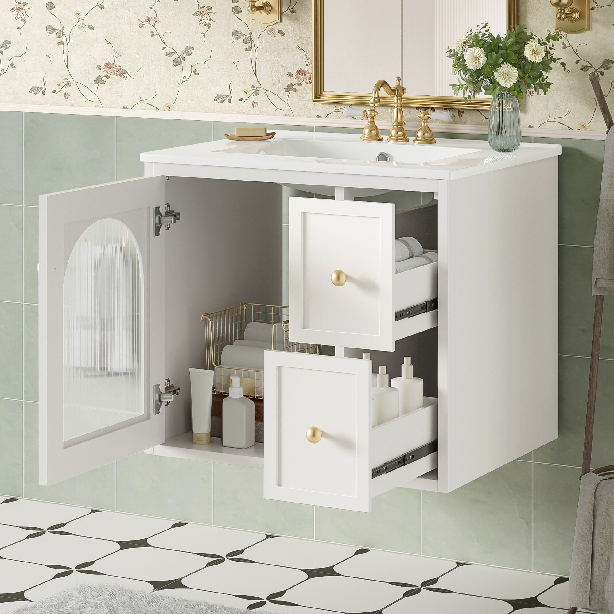ModernLuxe Assembly Required 24inch Bathroom Vanity Set Wall Mounted ...