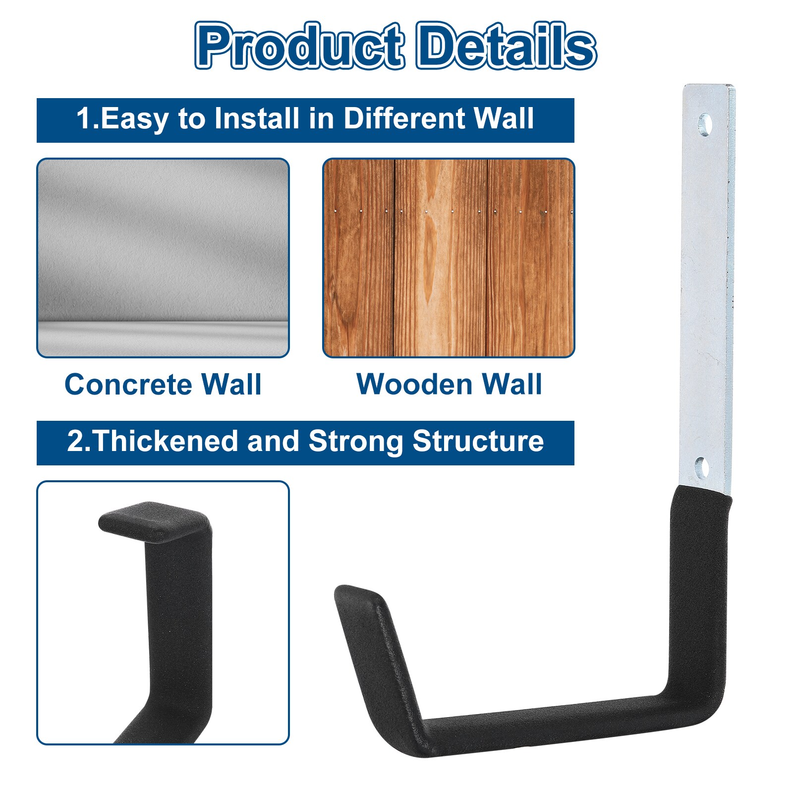 Unique Bargains 2 pcs 7.48x4.92 Garage Hanging Hooks Heavy Duty Utility ...