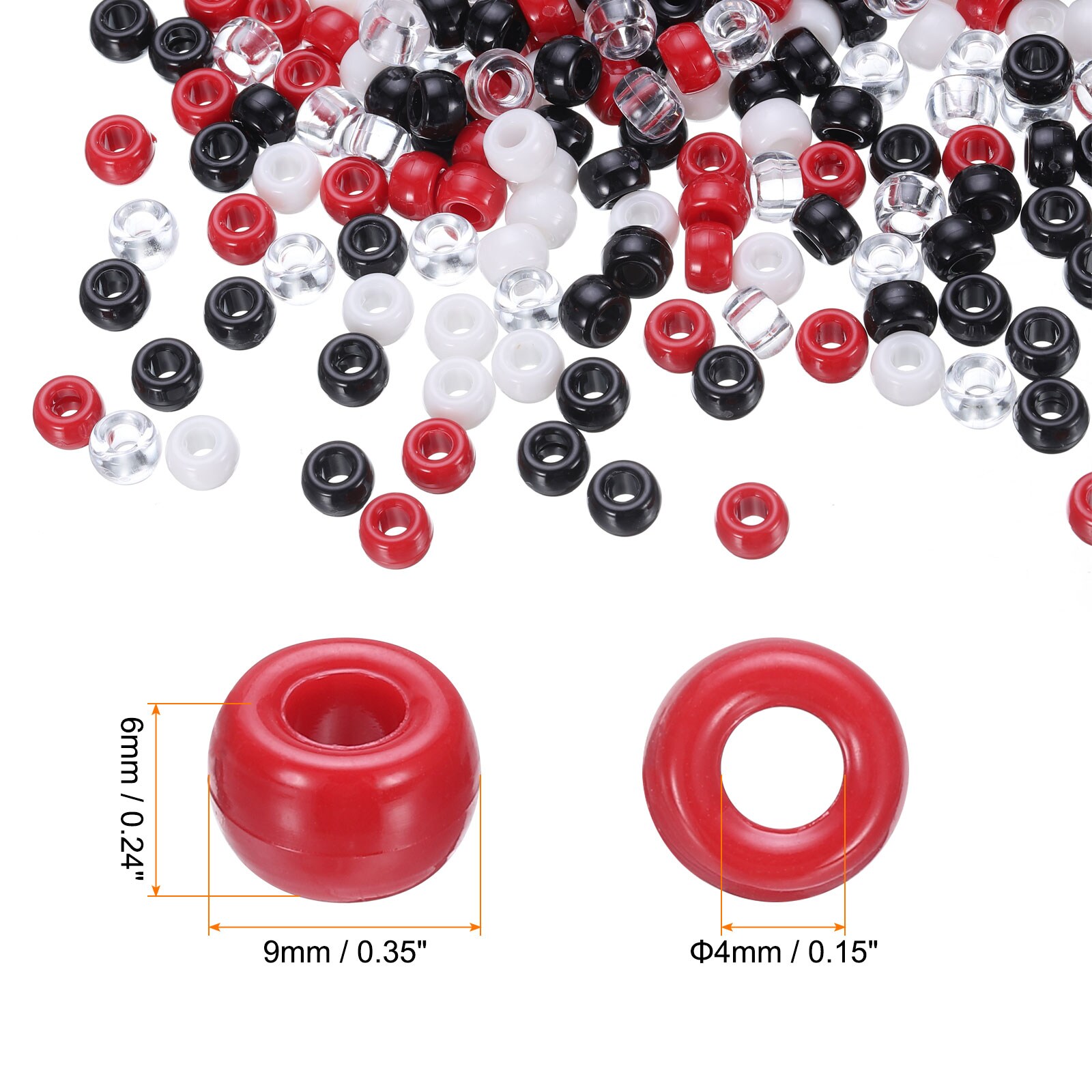 Harfington 1000pcs Pony Beads 6x9mm 4 Assorted Colors Acrylic Bulk ...