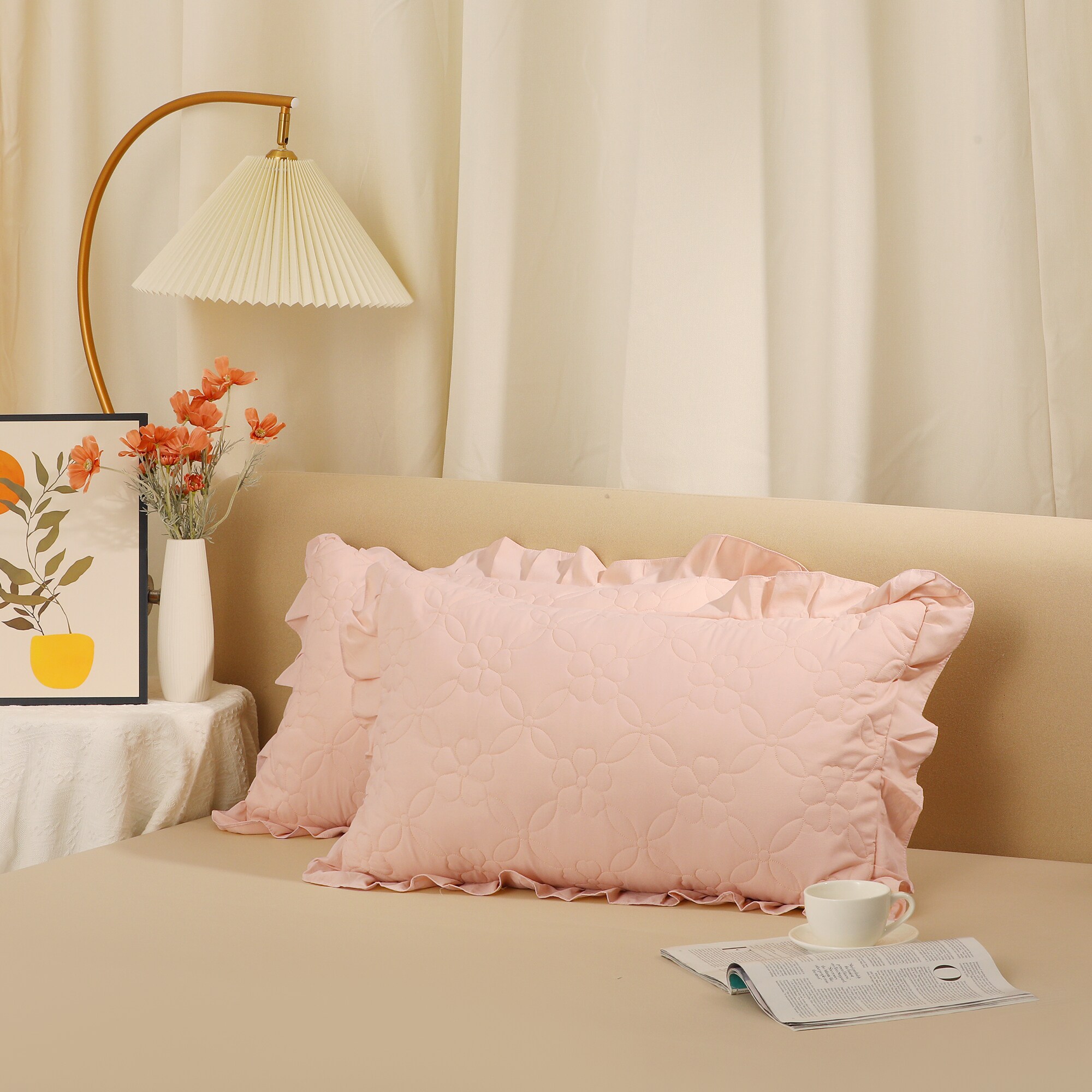 Unique Bargains Pillowcase Single Layer Wide Ruffles Set of 2 Pillow ...