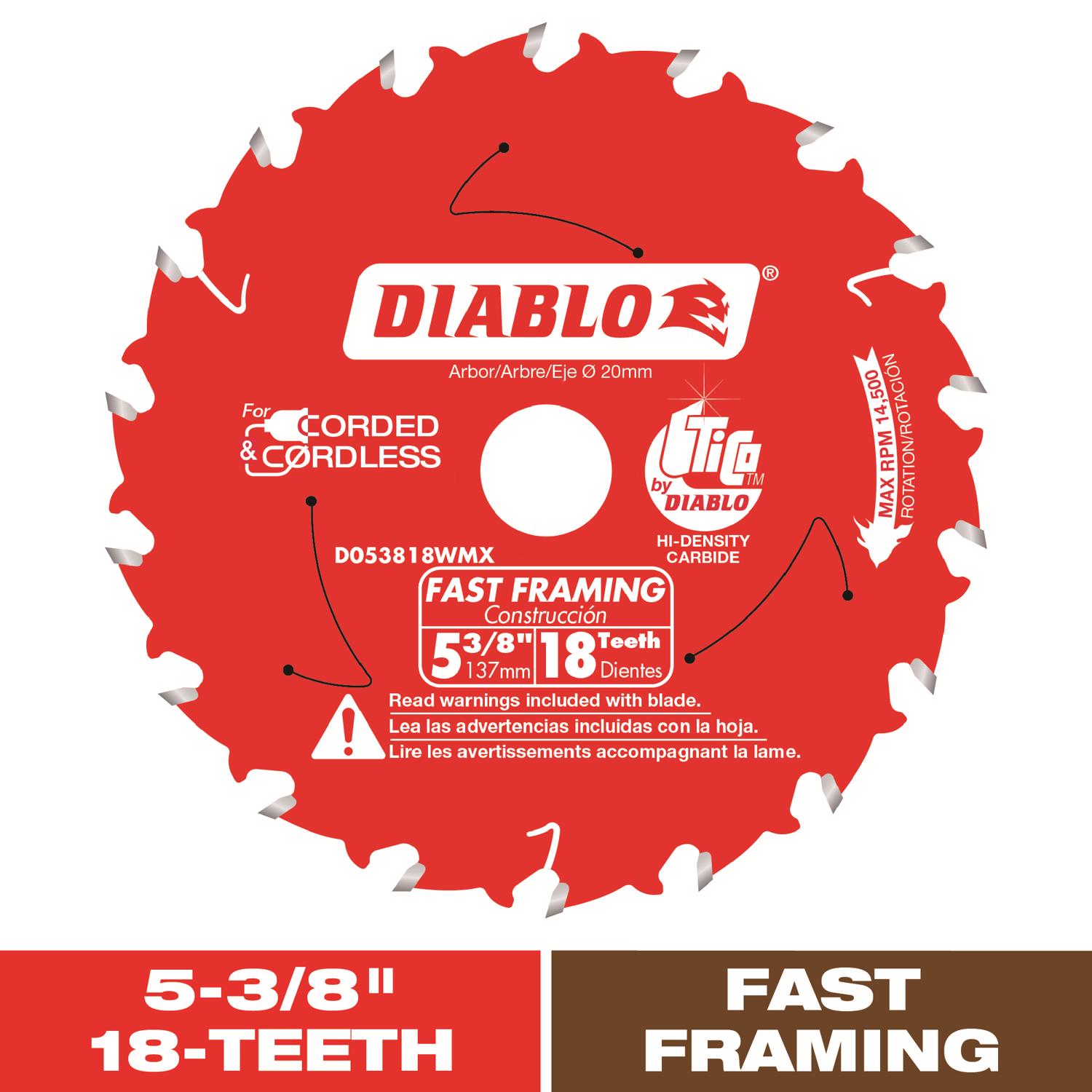 Diablo 5 0.375 Inch D X 20 mm Fast Framing TiCo Hi Density Carbide Trim ...