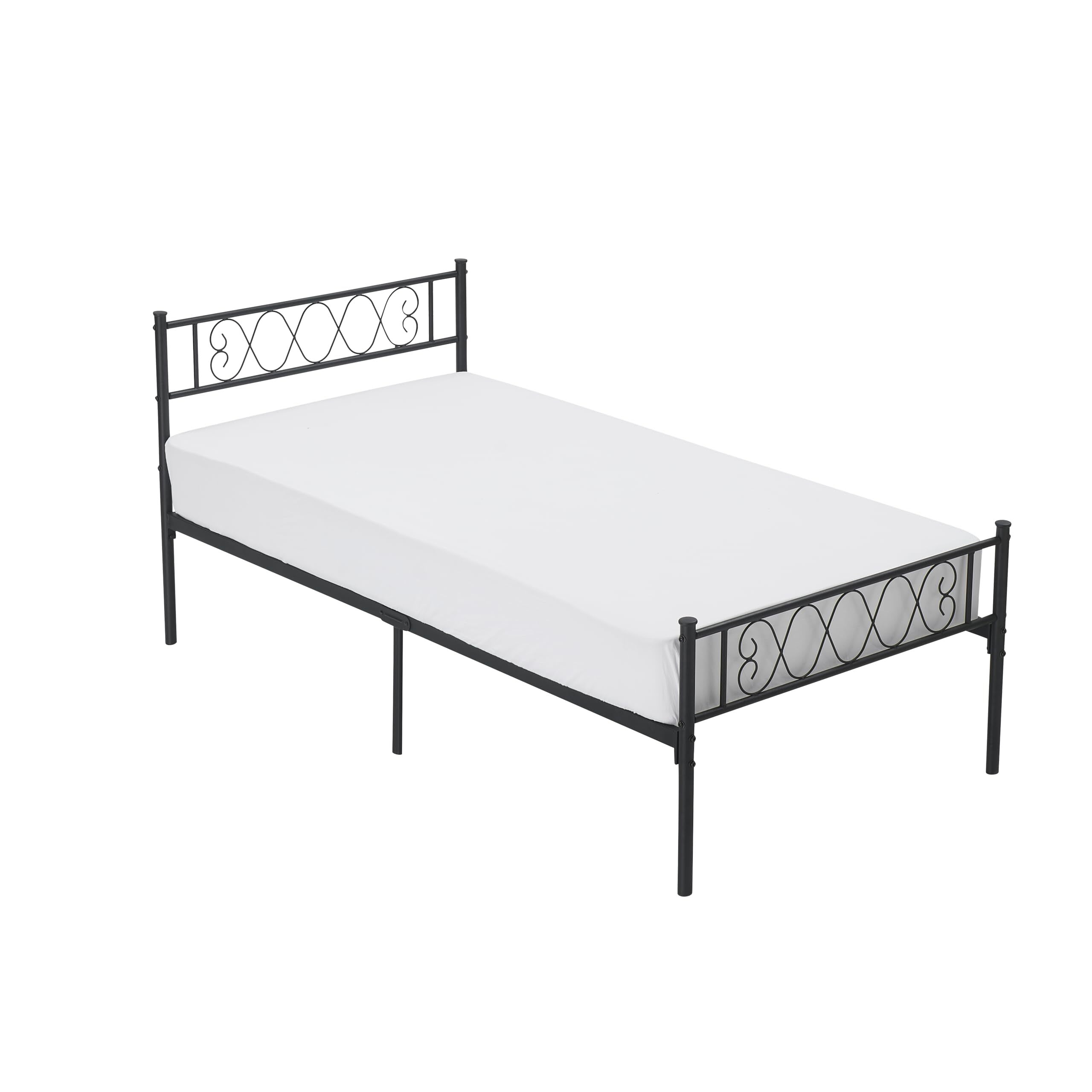 Garvee Twin Black Metal Bed Frame with Headboard and Footboard for ...