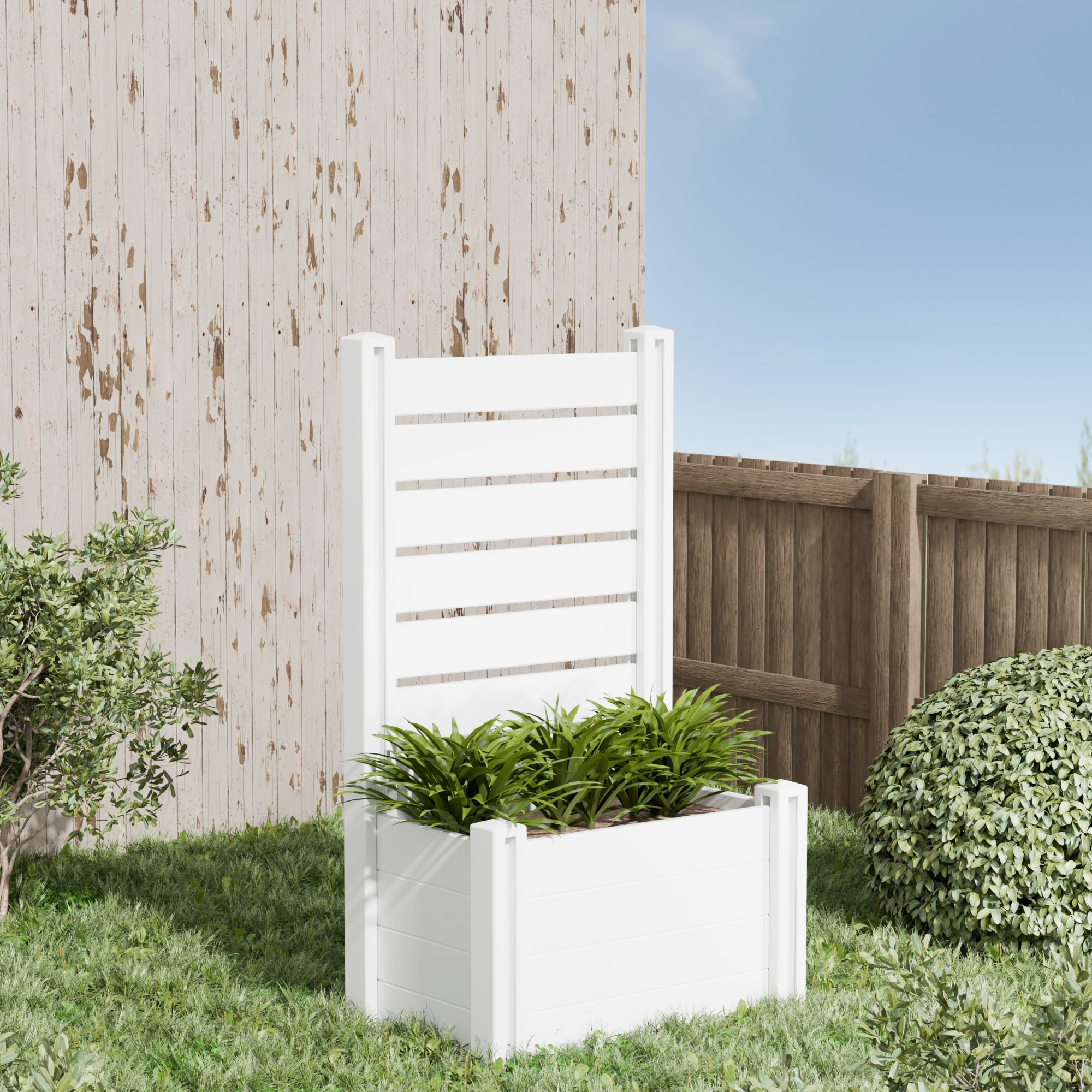 PexFix Modern 48-in H x 28-in W White PVC Rectangular Planter Box Space ...