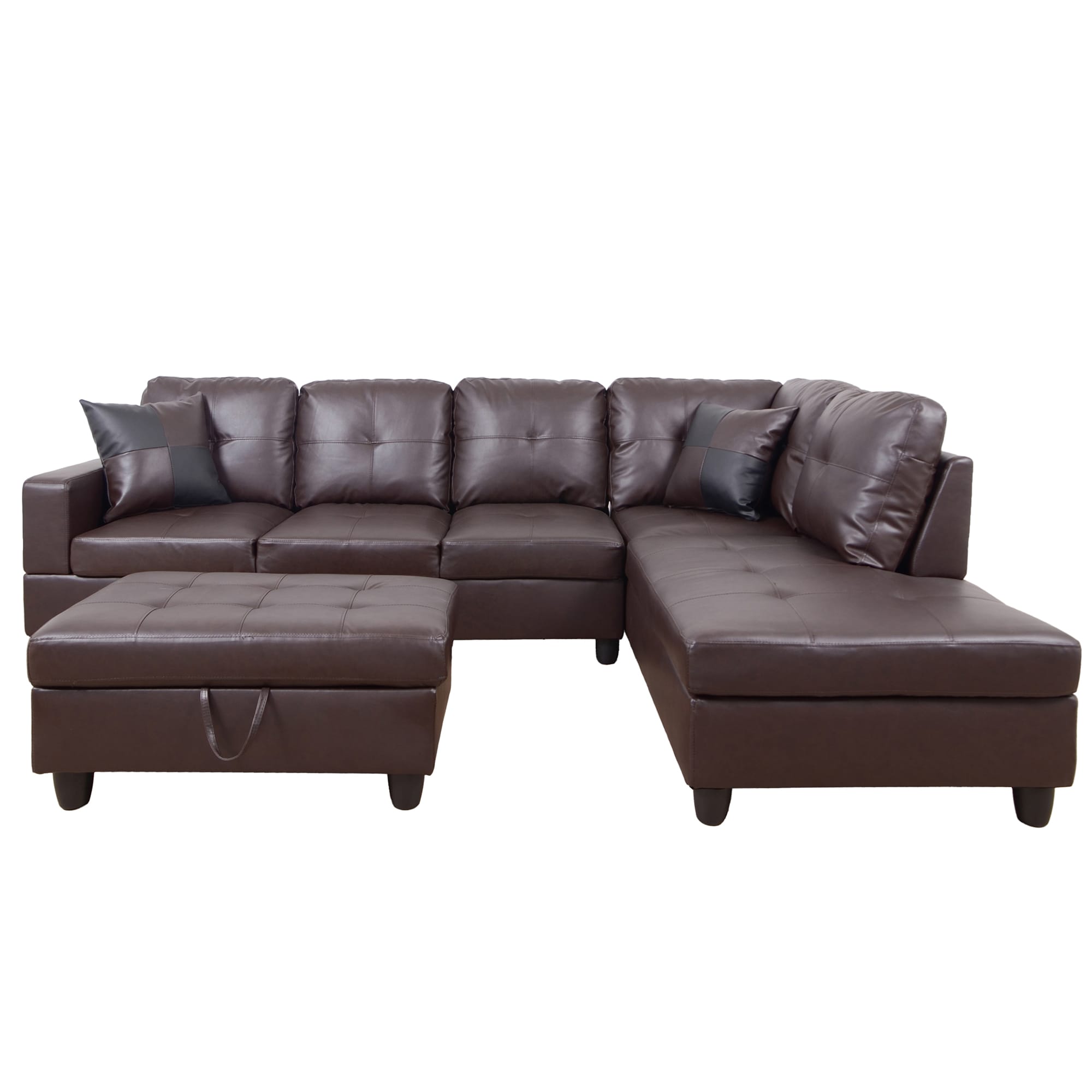 Siavonce 74.5-in Modern Brown Faux Leather Sofa XHF093B at Lowes.com