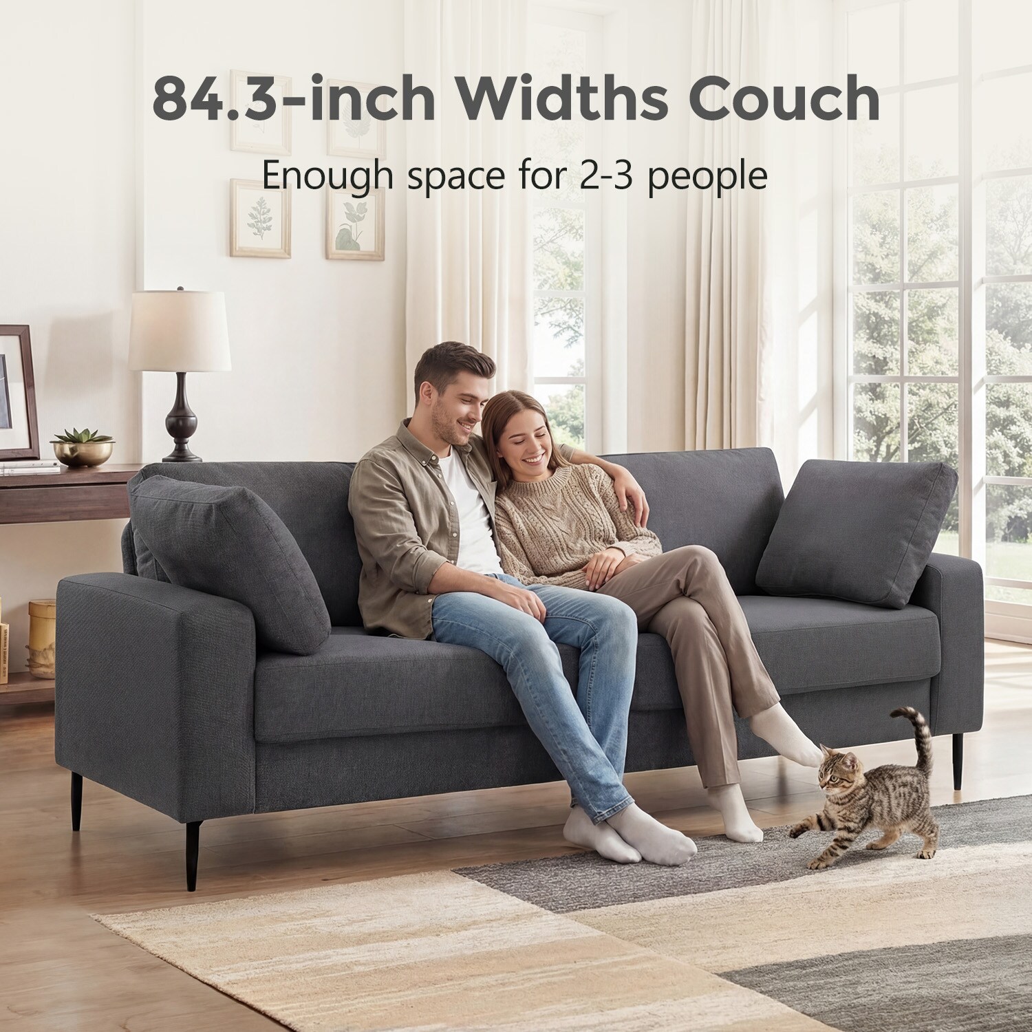 OKD Modern Loveseat Sofa for Living Room Chenille Recliner Removable ...