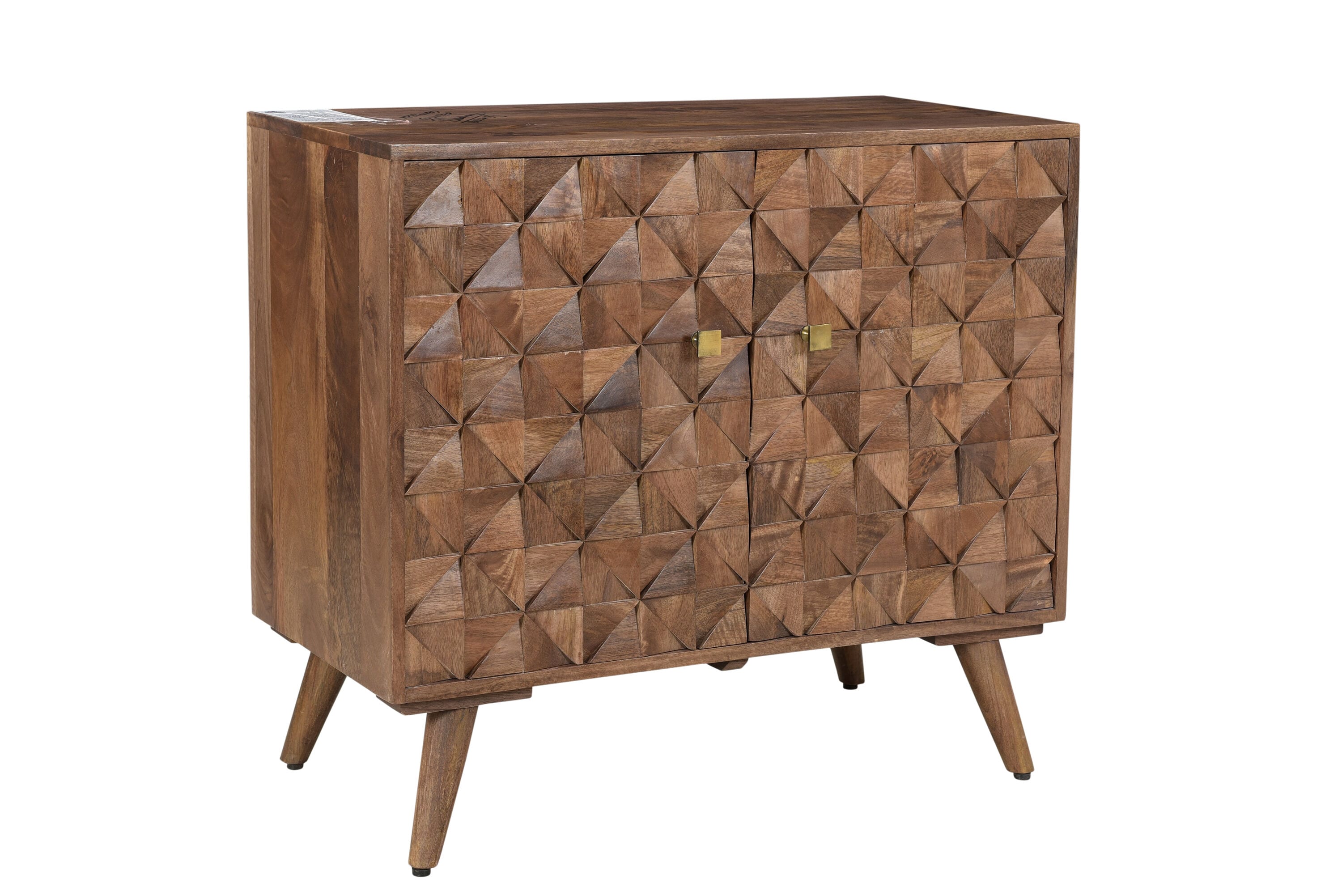 Tatayosi Veneto Dark Brown Mango Wood Accent Cabinet with Hand-Carved ...