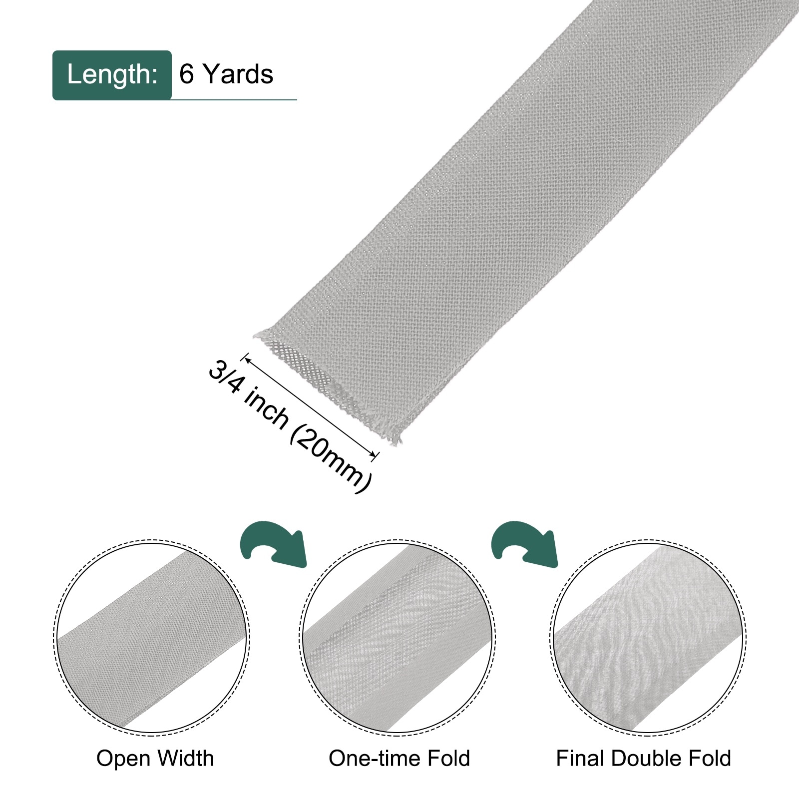 Unique Bargains 3/4 Inch Double Fold Bias Tape Polyester Continuous ...