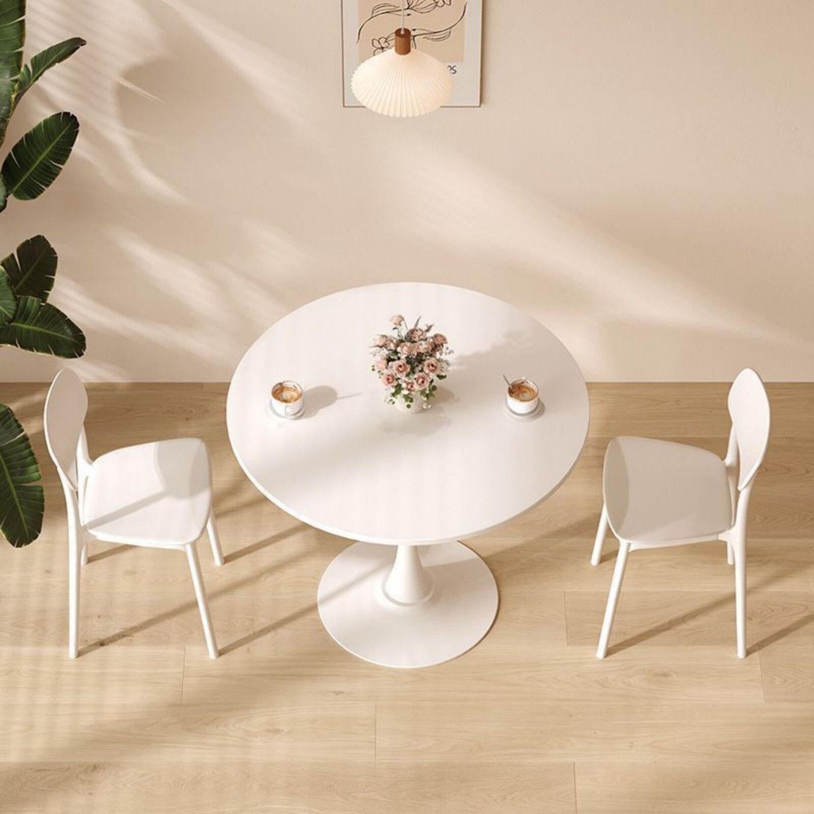 GlasFlength Round Dining Table Modern Kitchen Mid Century Coffee Table ...