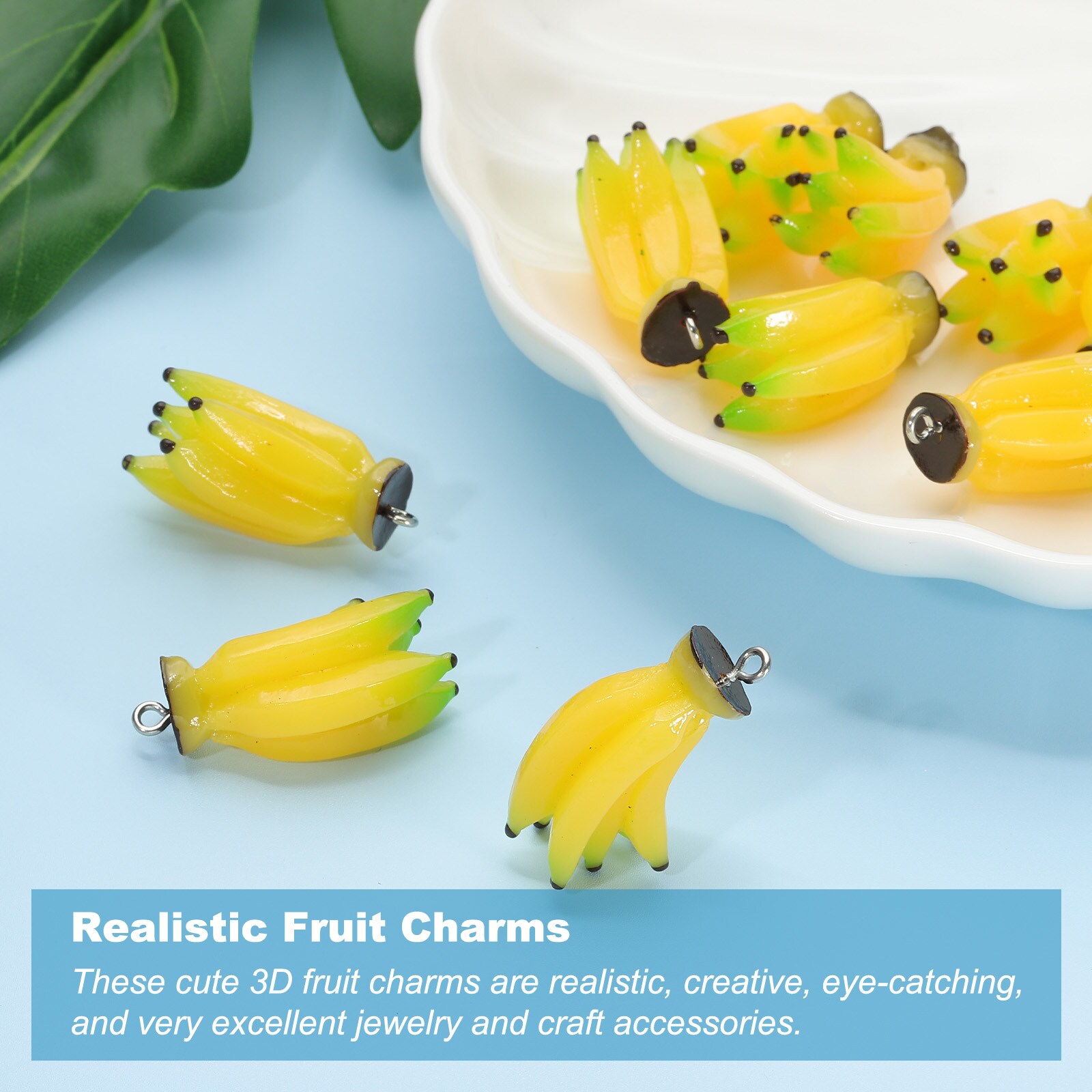 PATIKIL 20pcs Resin Banana Charms Cute Fruit Charms Pendants 3D ...