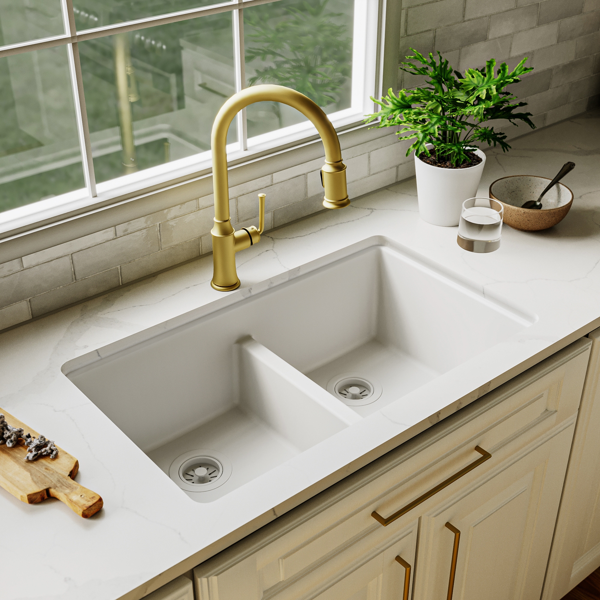 allen + roth Kaiden Drop-in or undermount 33-in x 22-in Quartz Double ...
