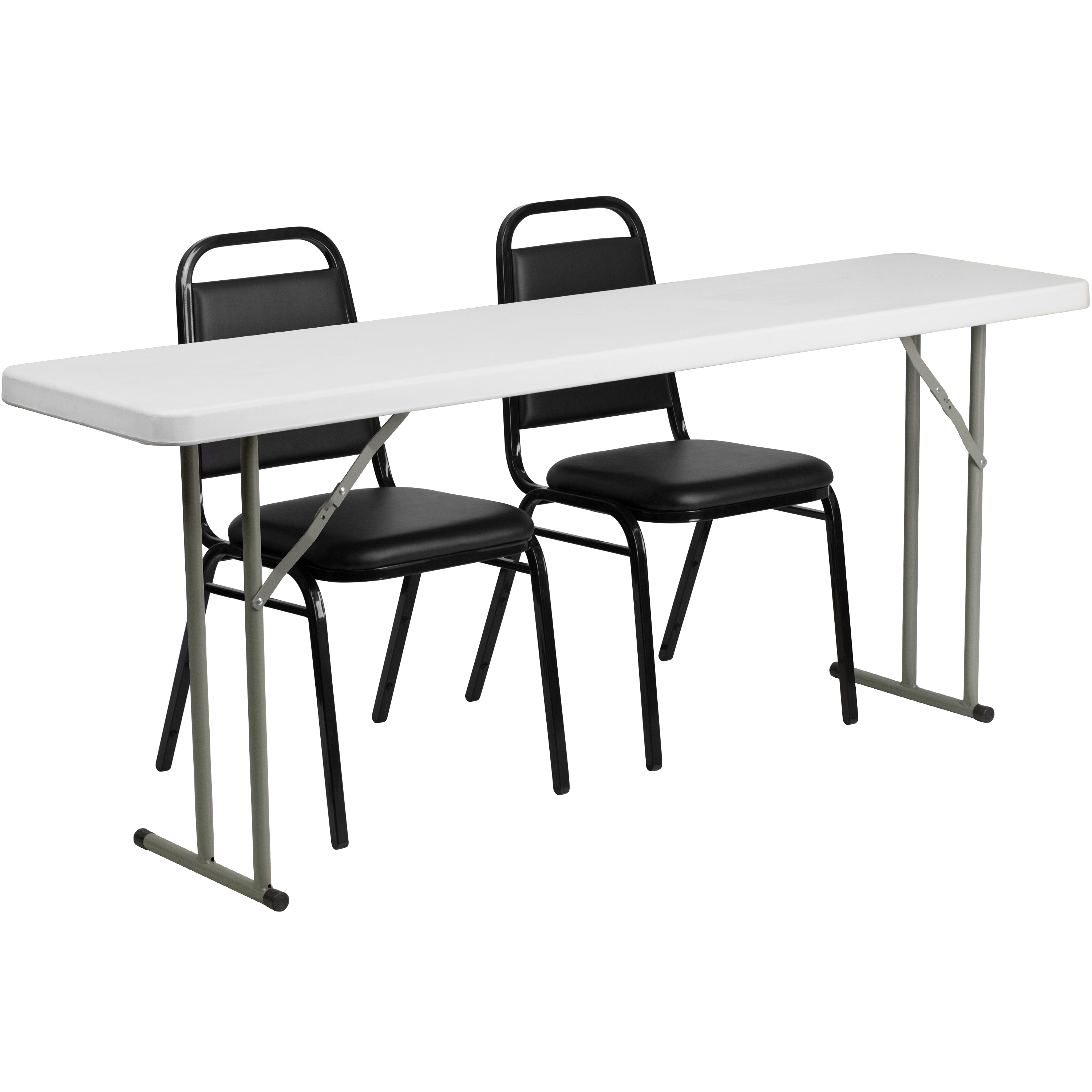 Emma + Oliver 6-Foot Plastic Folding Training Table Set with 2 ...