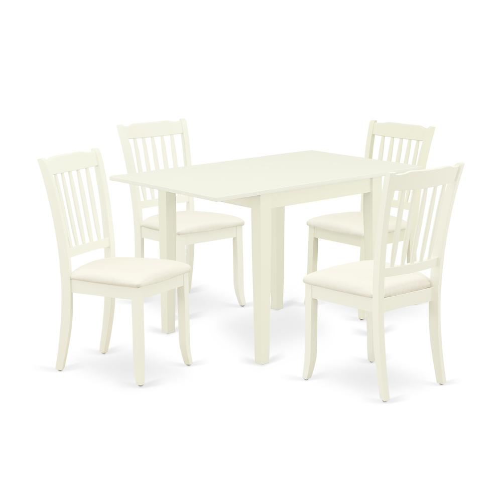 East West Furniture Dining Room Set Linen White NDDA5-LWH-C in the ...