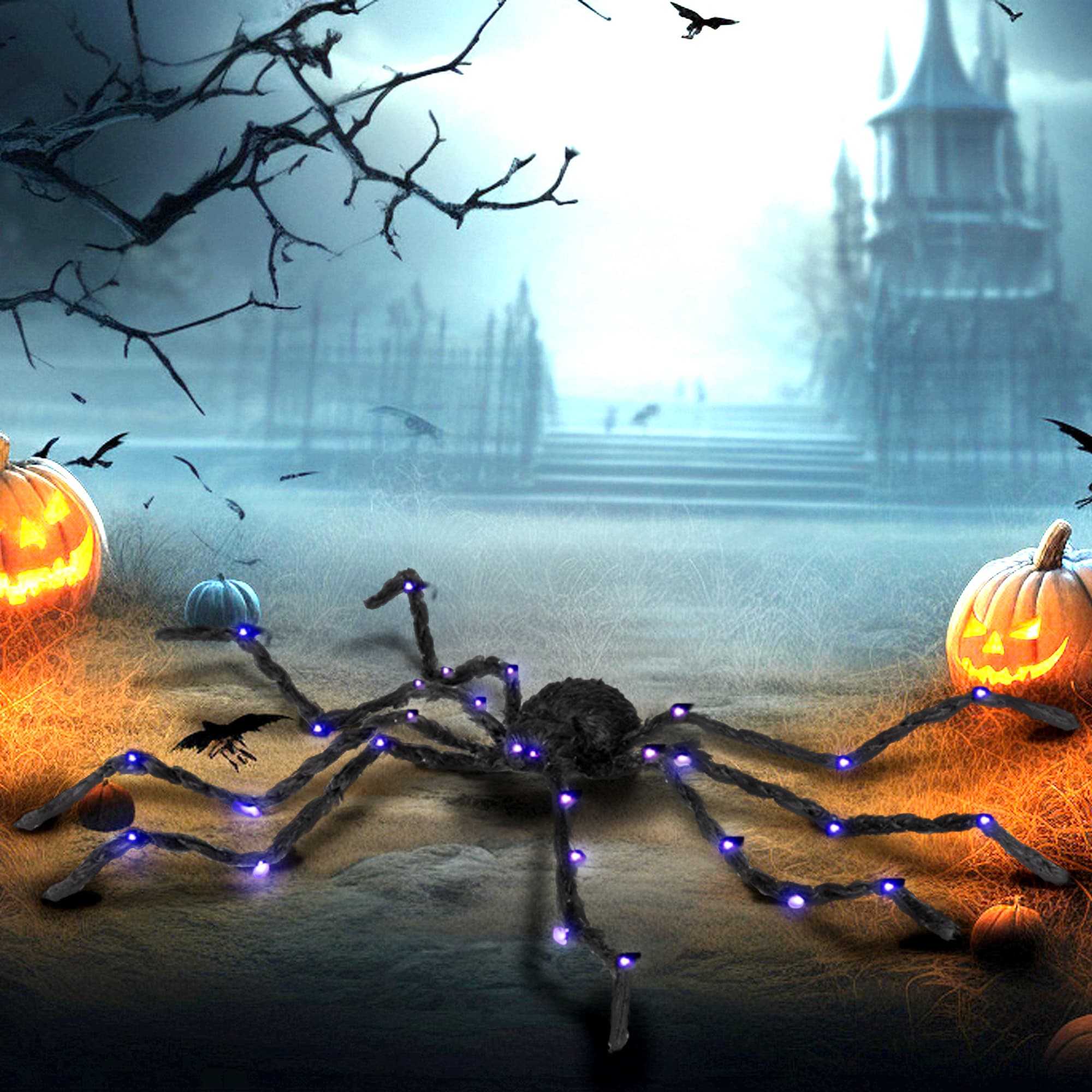 Tinyhomie 3 inch Outdoor Halloween Decoration Light up Oversized Spider ...