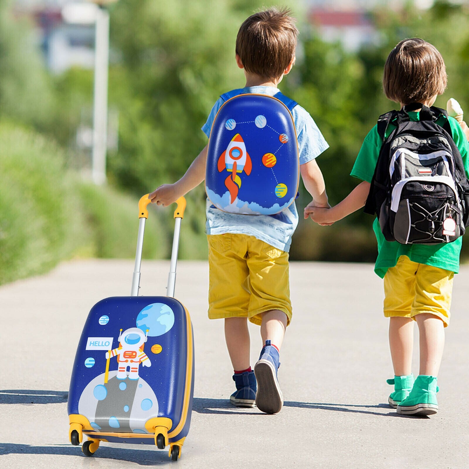 Slickblue Kids Suitcase and Backpack Set with Side Pocket - 12 x 8.5 x ...