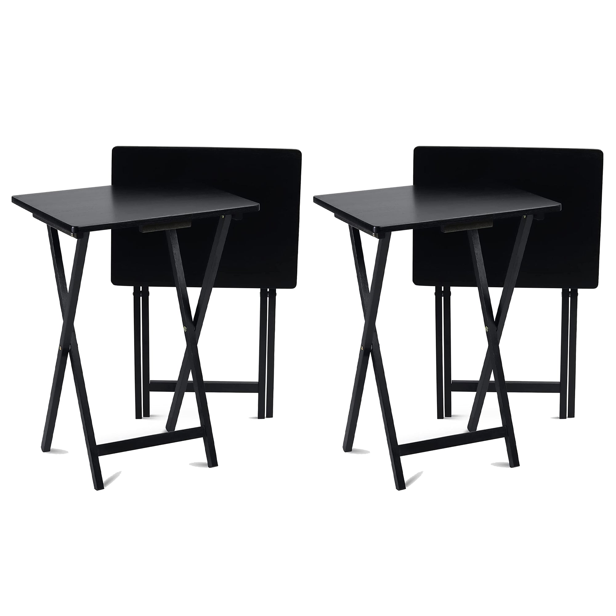 PJ Wood Portable Folding TV Snack Tray Table Desk Stand Black (4 Piece ...