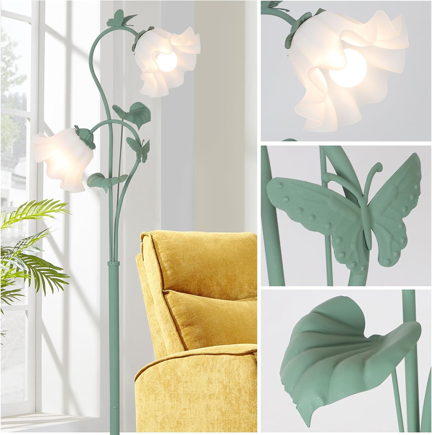 Dexmalle Flower Vintage Floor Lamp with 2 LED 5W Blubs in the Floor ...