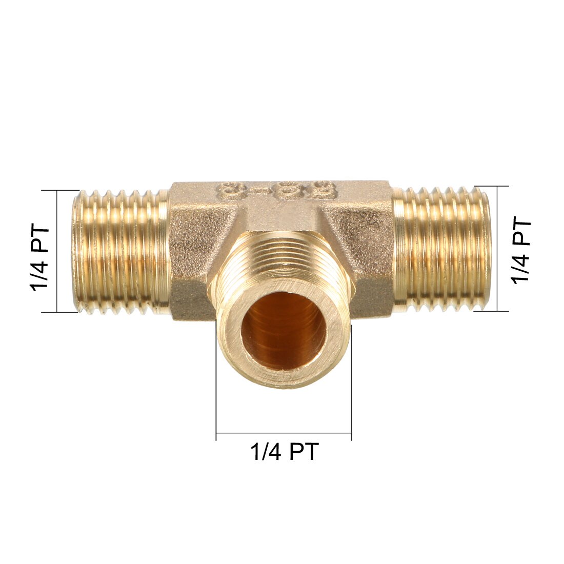 Unique Bargains Brass Tee Pipe Fitting 1/4 PT Male Thread T Shaped ...