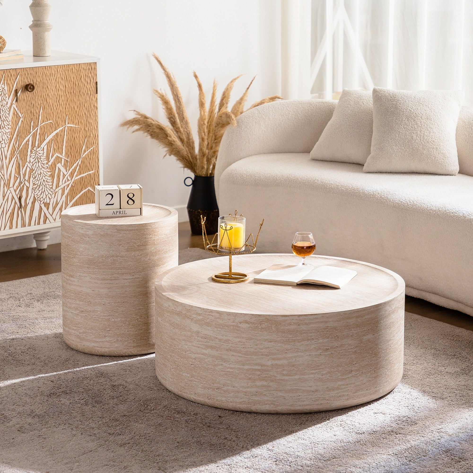 Horizons Prime 32 inch Amber MDF Round Coffee Table with Mars Pattern ...