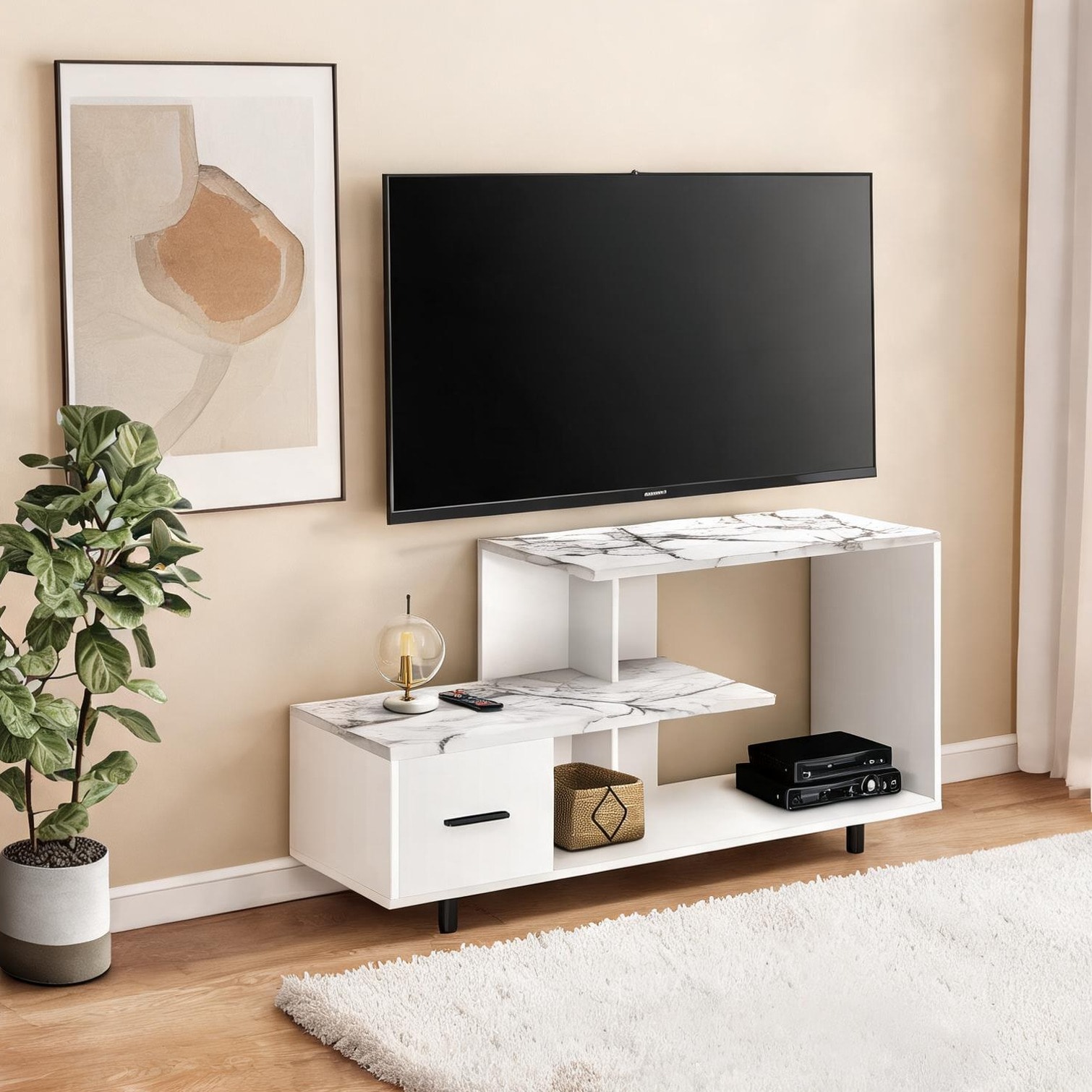 Watnature 48-Inch TV Stand Media Console with Storage Drawer ...